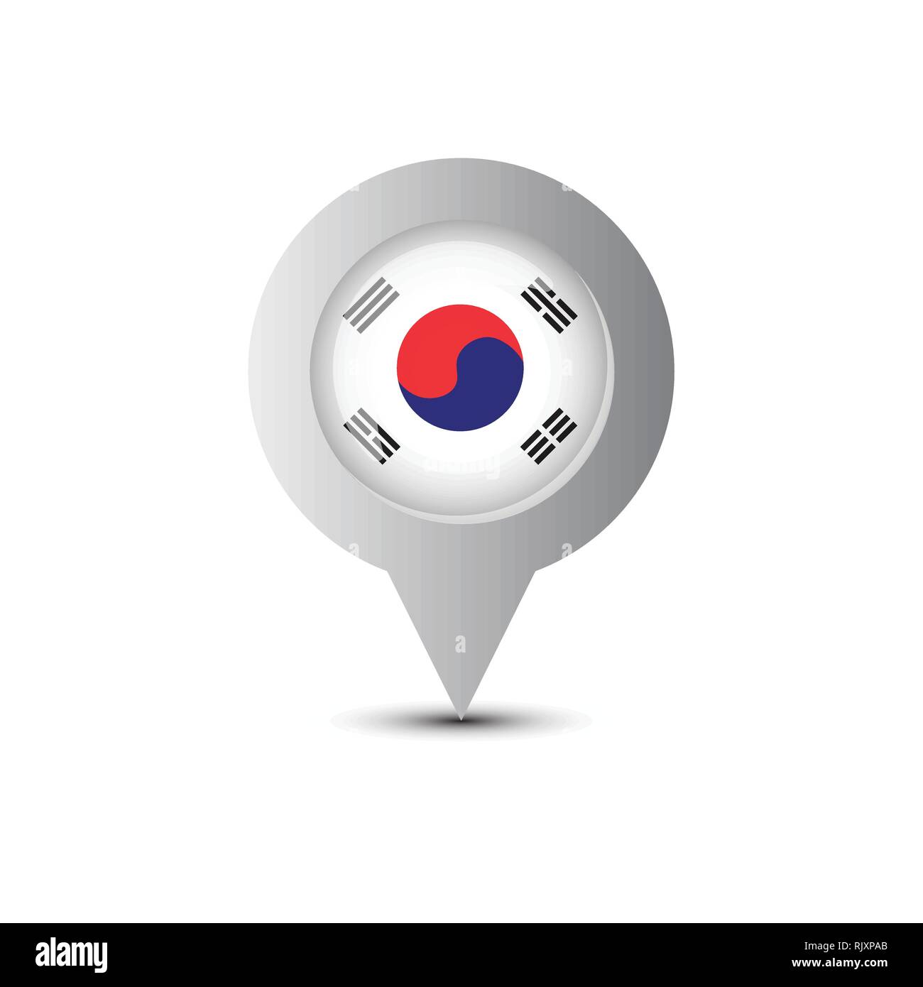 Map Pointer With South Korea Flag And Shadow Isolated On White Background Stock Vector Image ...