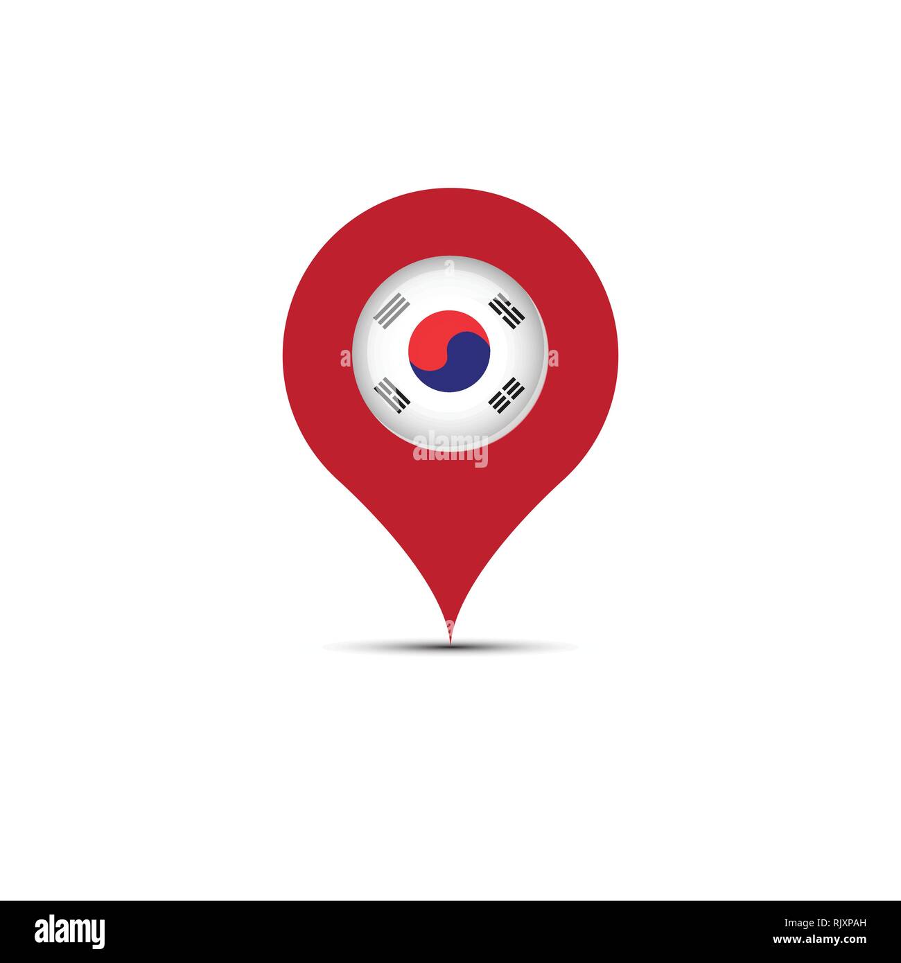 Map Pointer With South Korea Flag And Shadow Isolated On White Background Stock Vector Image ...