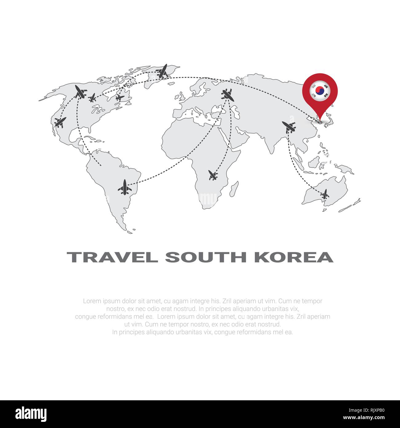 Travel To South Korea Poster World Map Background Tourism Destination ...