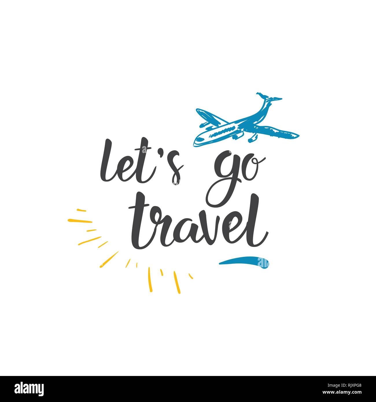 Traveling Quote Hand Drawn Icon World Tour Lettering Tourism Adventure ...