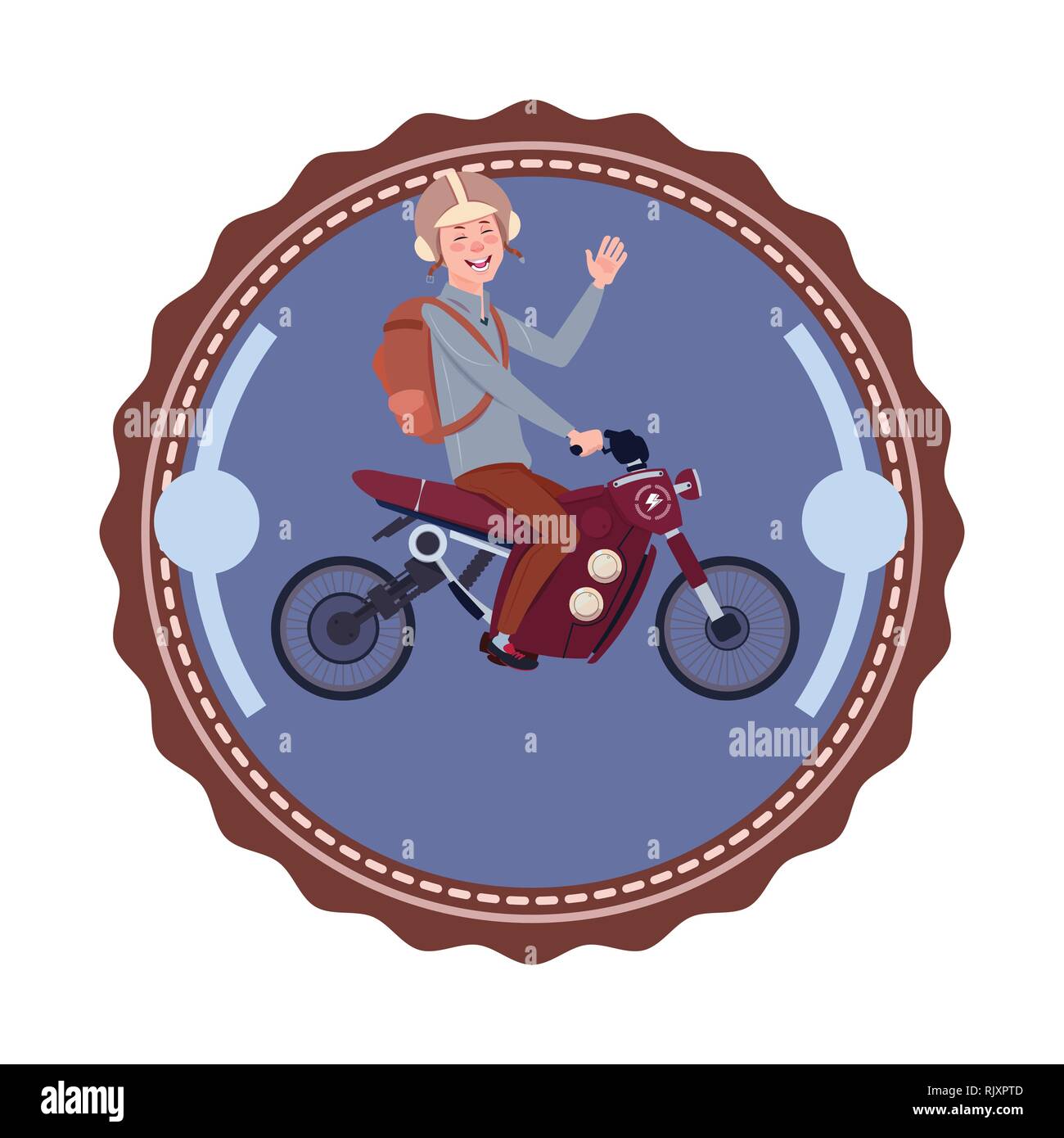 Man riding motorcycle white background Stock Vector Images - Alamy