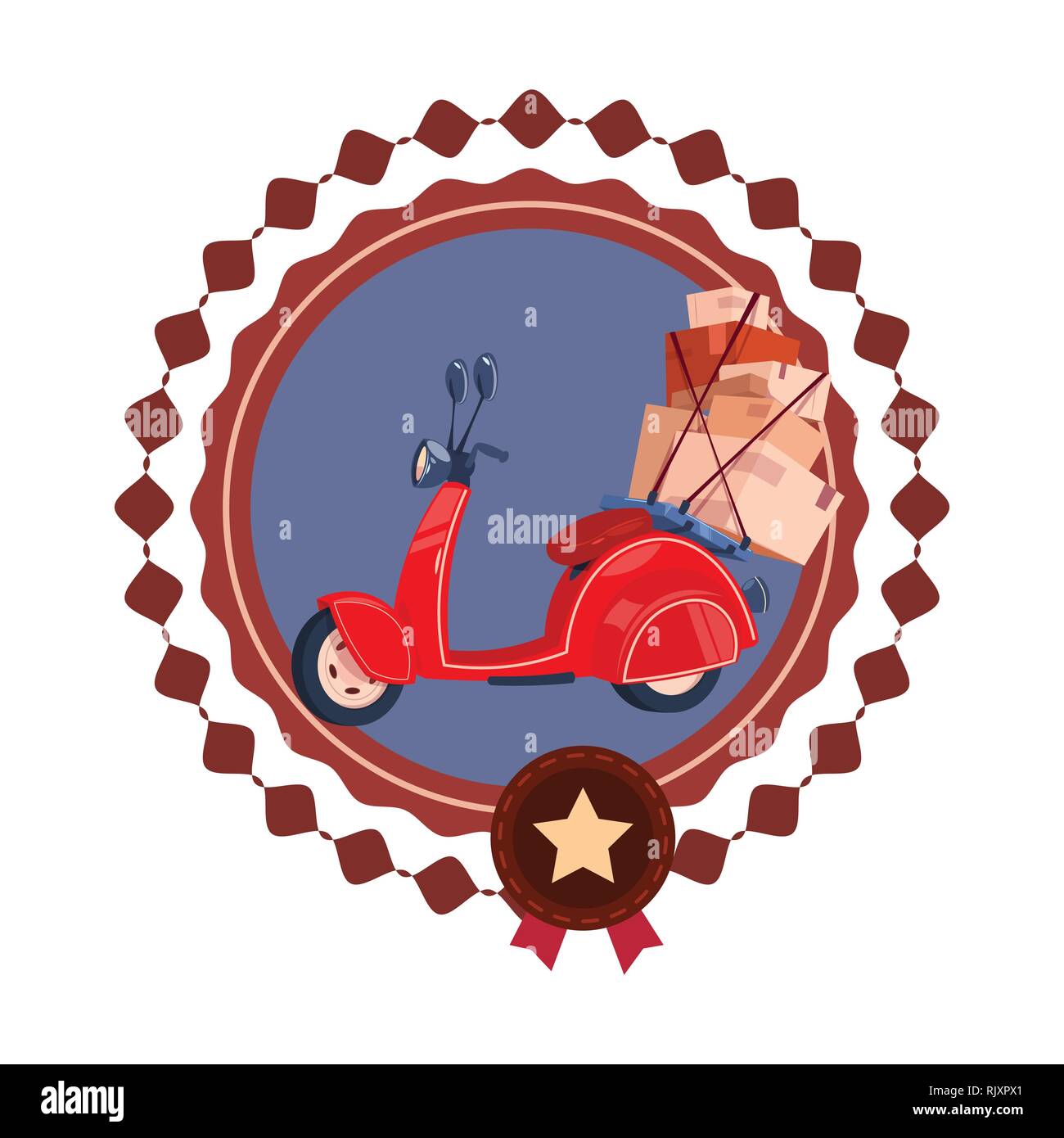 Fast Delivery City Service Logo Isolated Retro Scooter With Boxes Icon ...