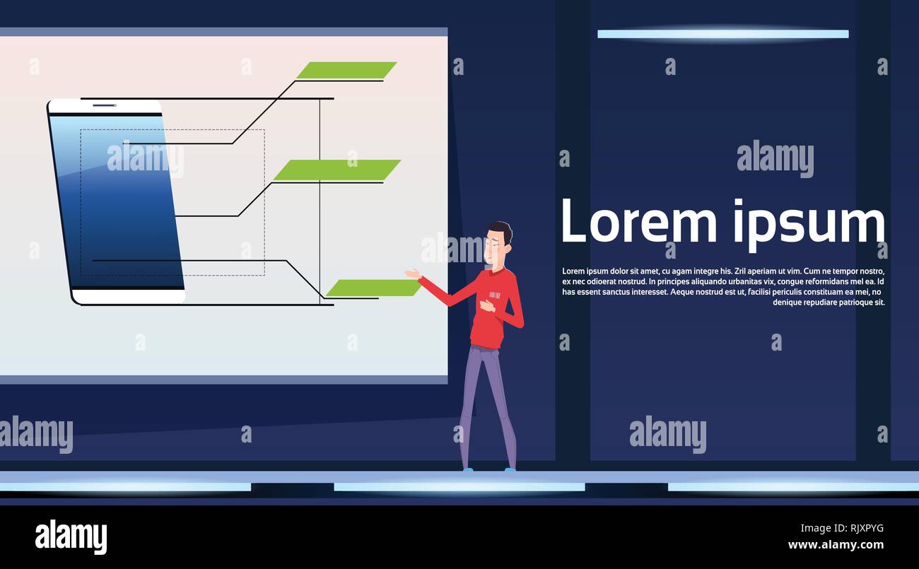 Cartoon man showing smart phone Stock Vector Images - Alamy