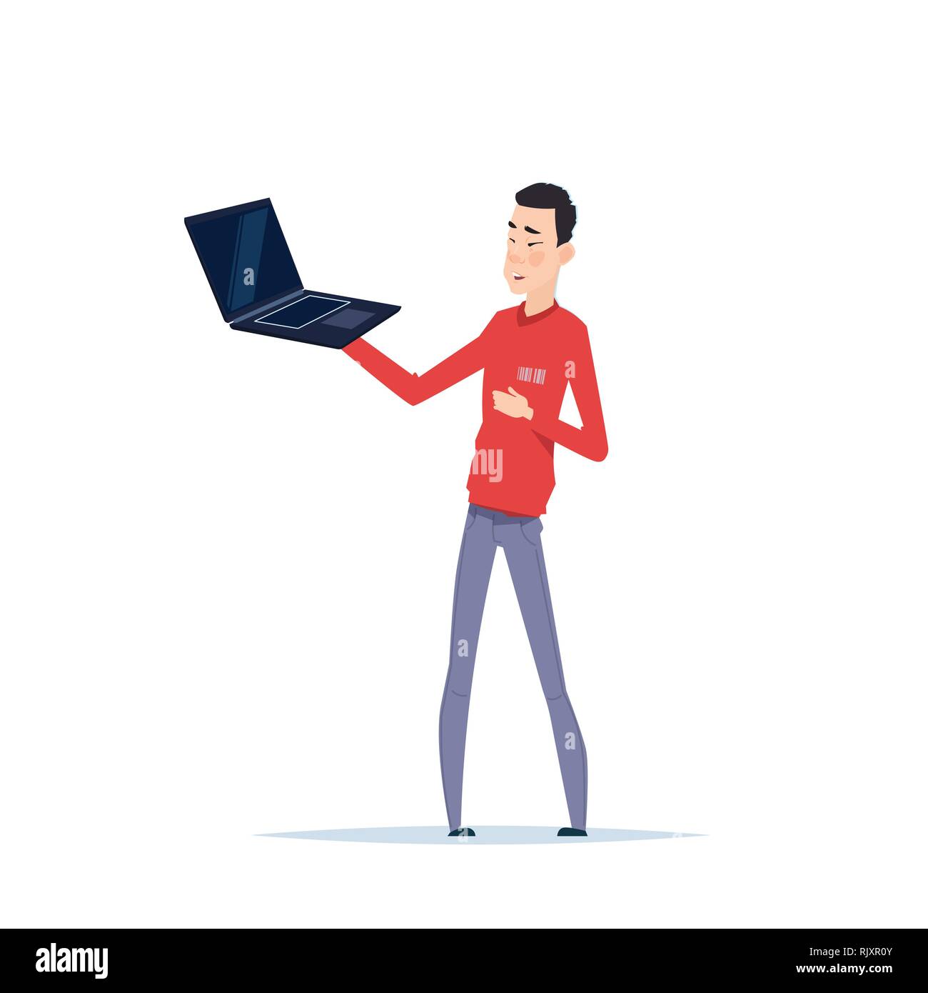 Asian man on laptop Stock Vector Images - Alamy