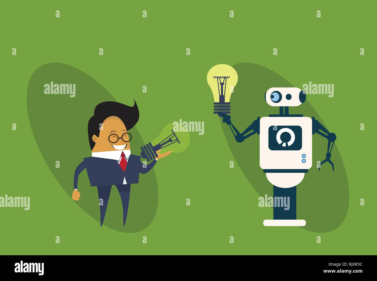 Robot Giving Business Man Light Bulb New Creative Idea And Artificial ...