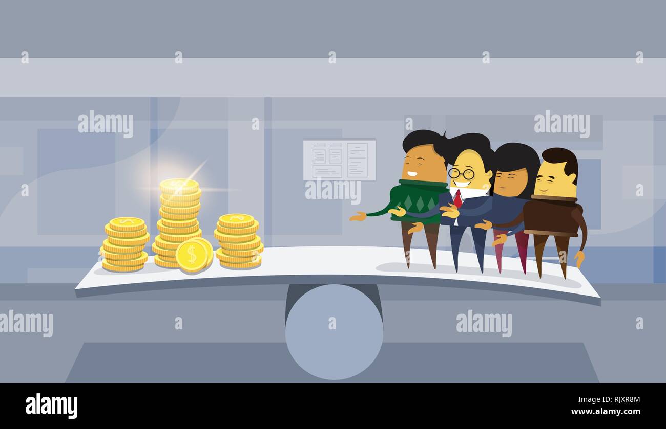 Group Of Asian Business People Vs Money On Balance Scale Office ...