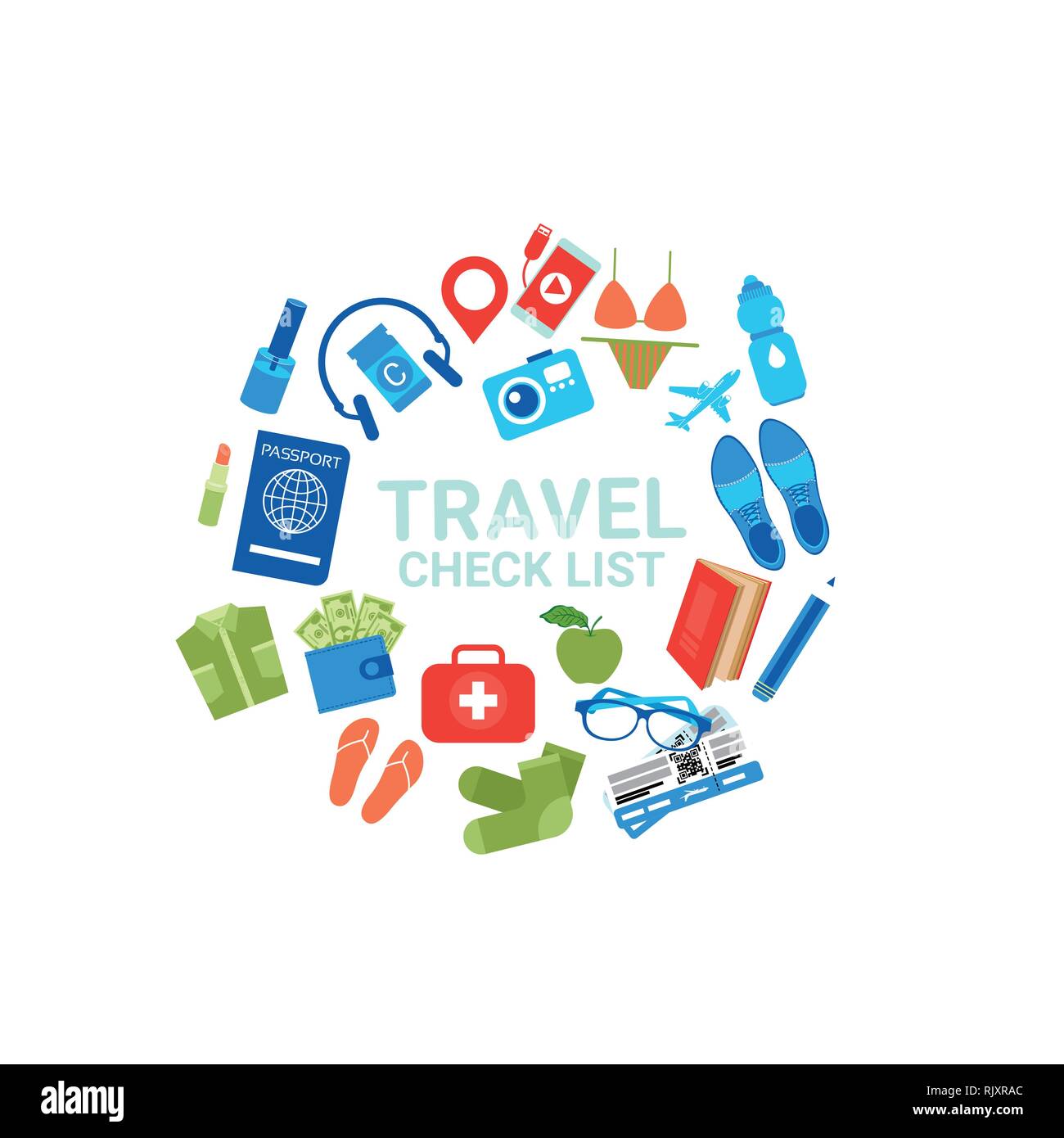 Travel checklist vacation on Stock Vector Images - Alamy