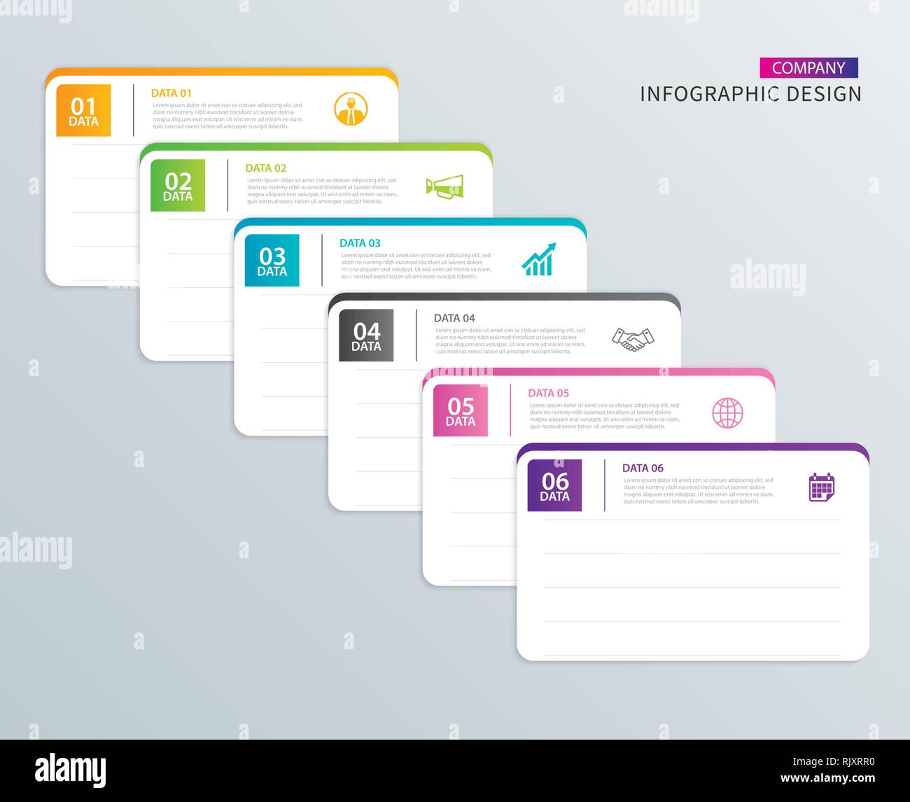 Infographics tab paper index with 6 data template. Vector illustration ...