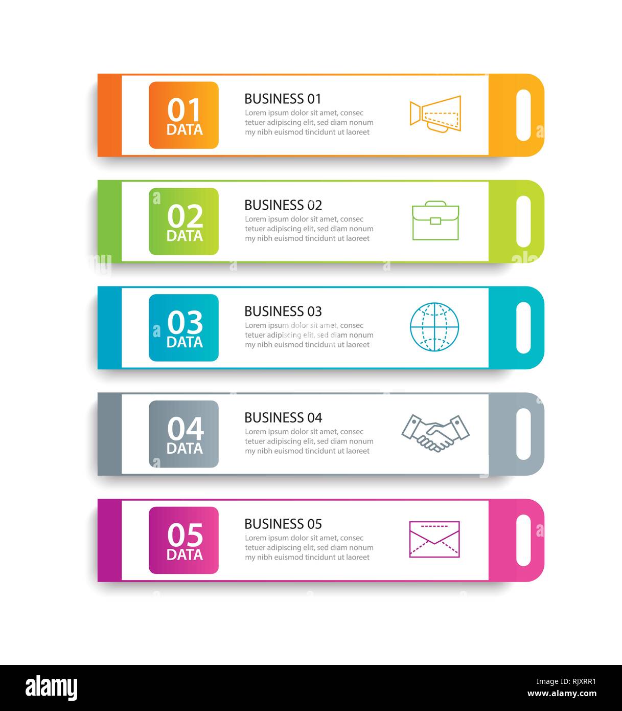 Infographics tab in horizontal paper index with 5 data template. Vector ...