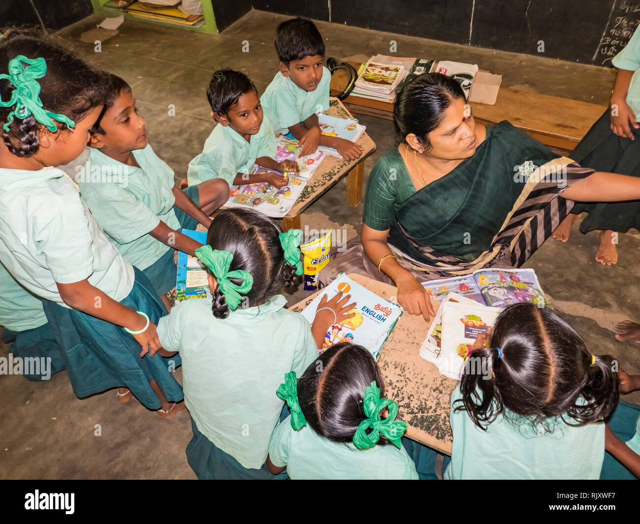 PUDUCHERRY, INDIA - DECEMBER Circa, 2018. Unidentified happy classmates ...
