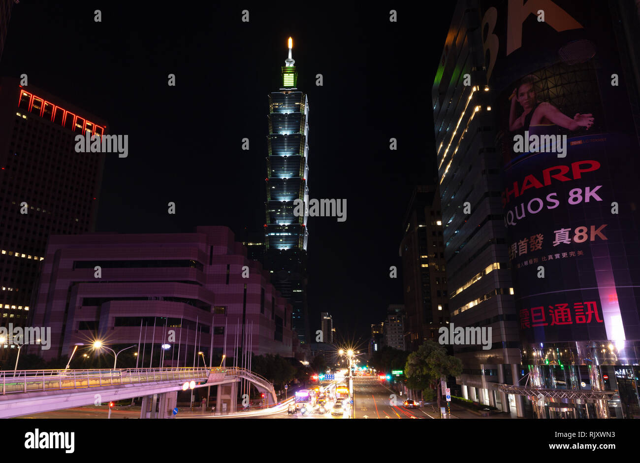 Taipei, Taiwan - September 5, 2018: Taipei 101 at night, known as the ...