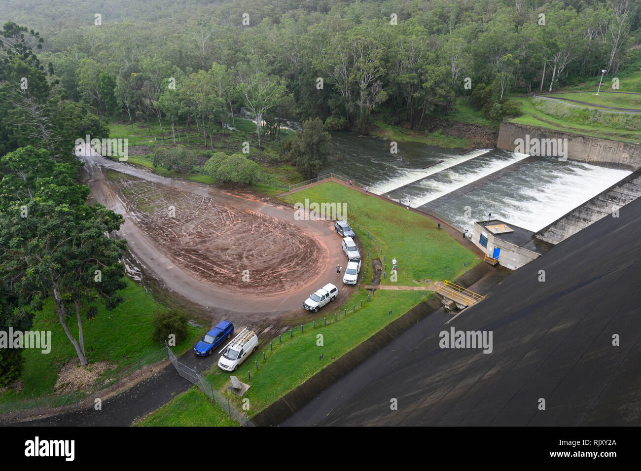 Tinaroo Dam overflowing during a monsoon, Atherton Tablelands, Far ...