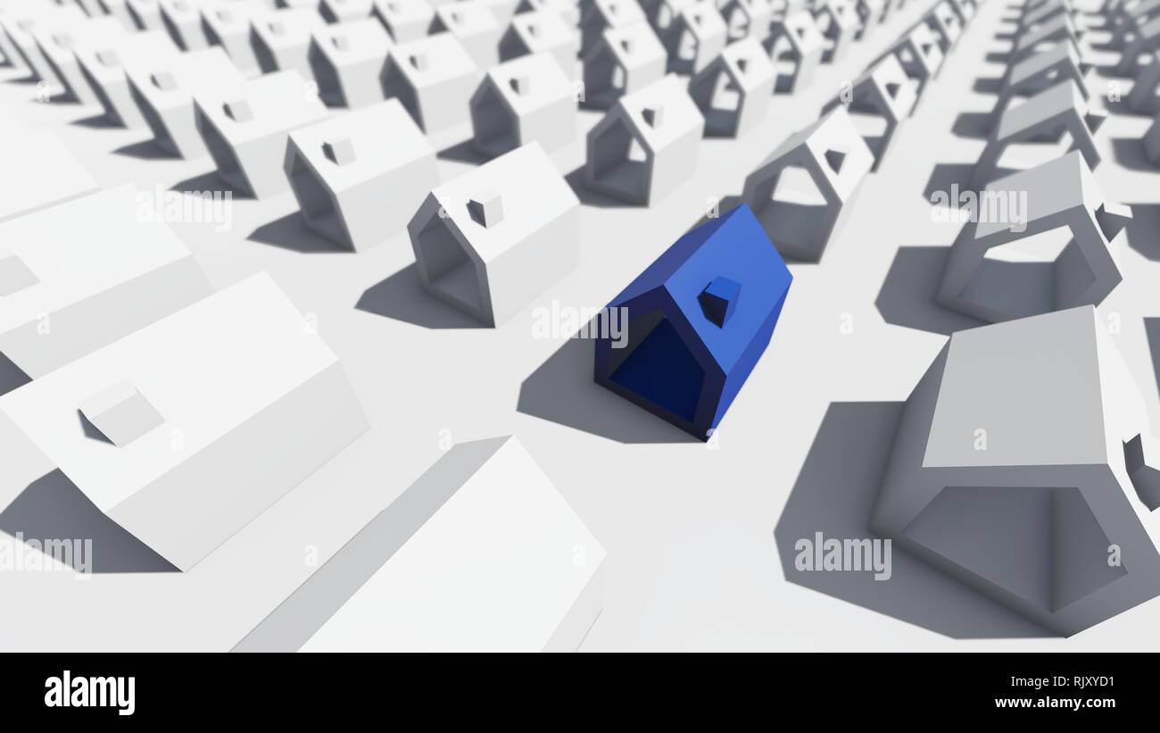 Blue house on the white background, 3D rendering Stock Photo - Alamy