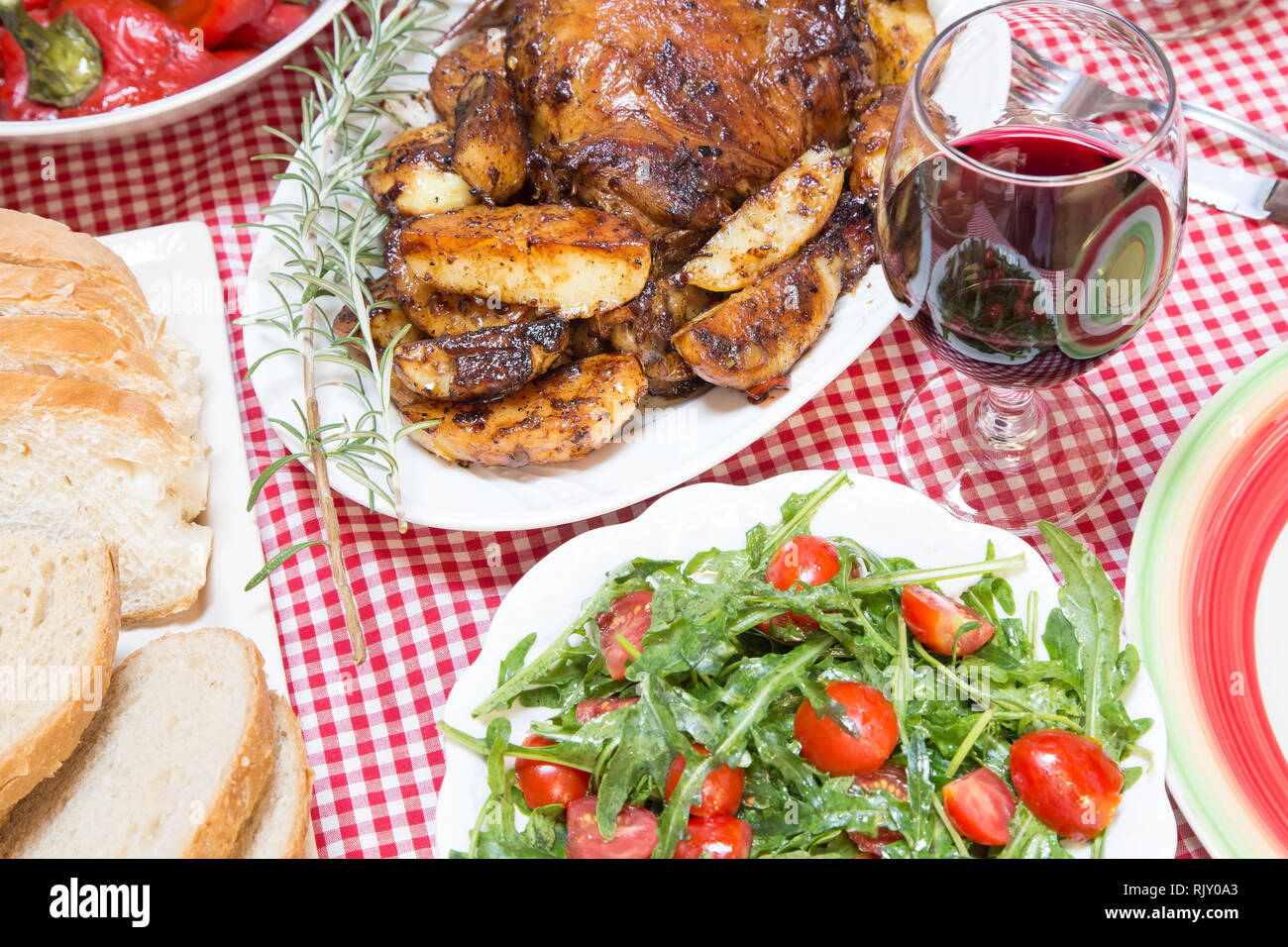 Roast lamb red wine table hi-res stock photography and images - Alamy