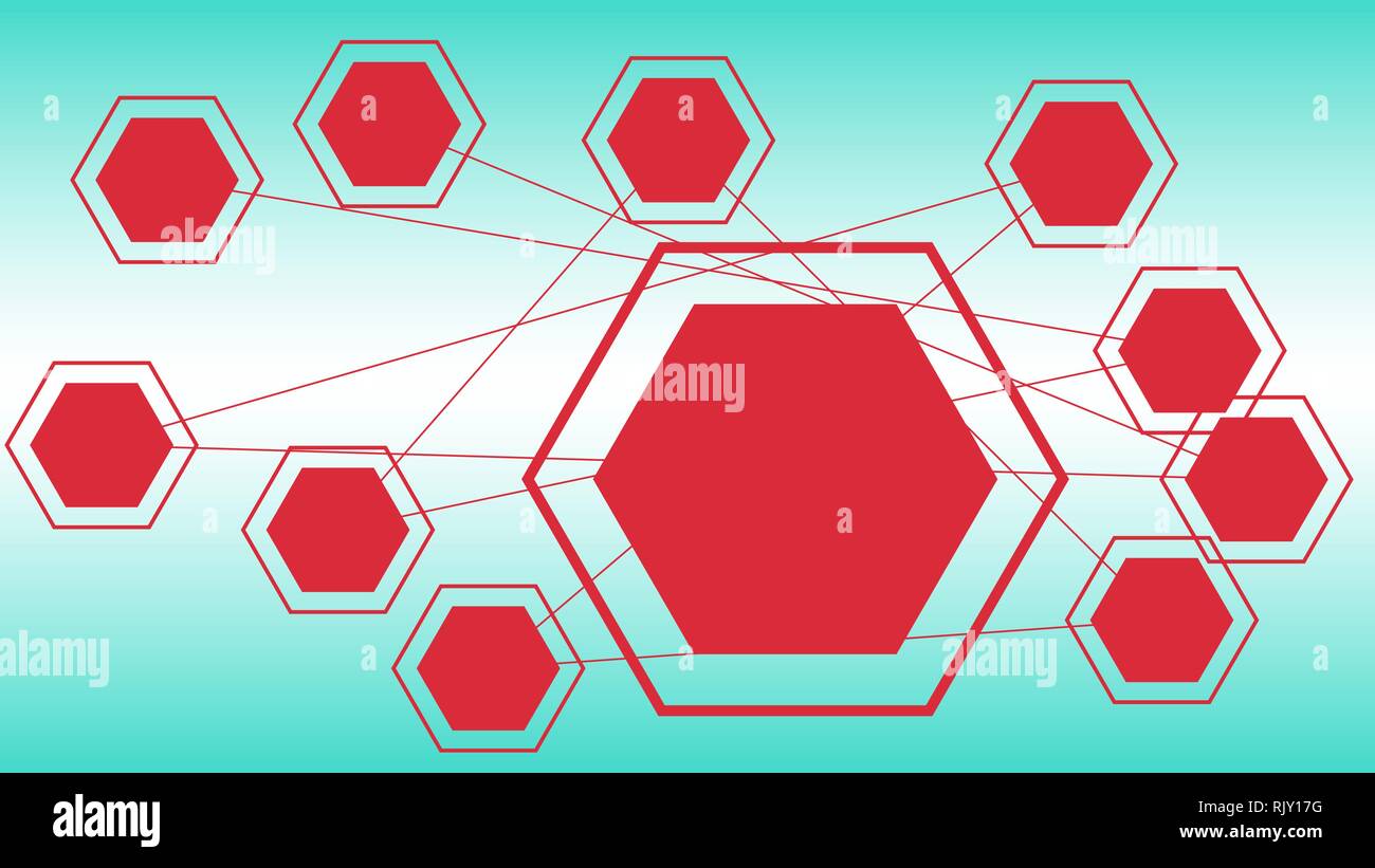Red hexagons shapes layout template for science technology background ...