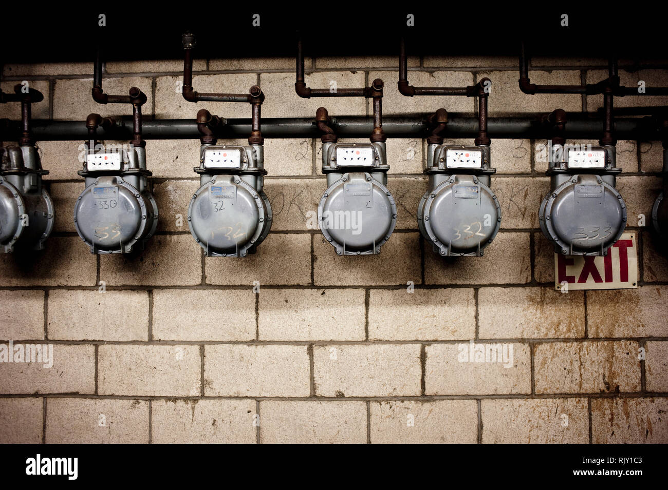 Row of gas meters hi-res stock photography and images - Alamy