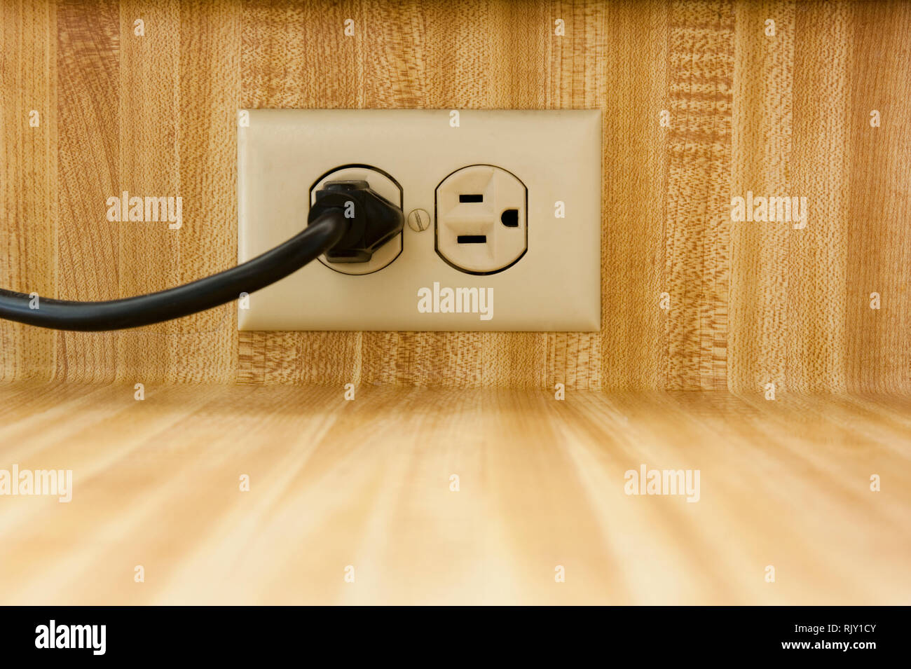 Wall Socket With Power Cable Stock Photo - Alamy