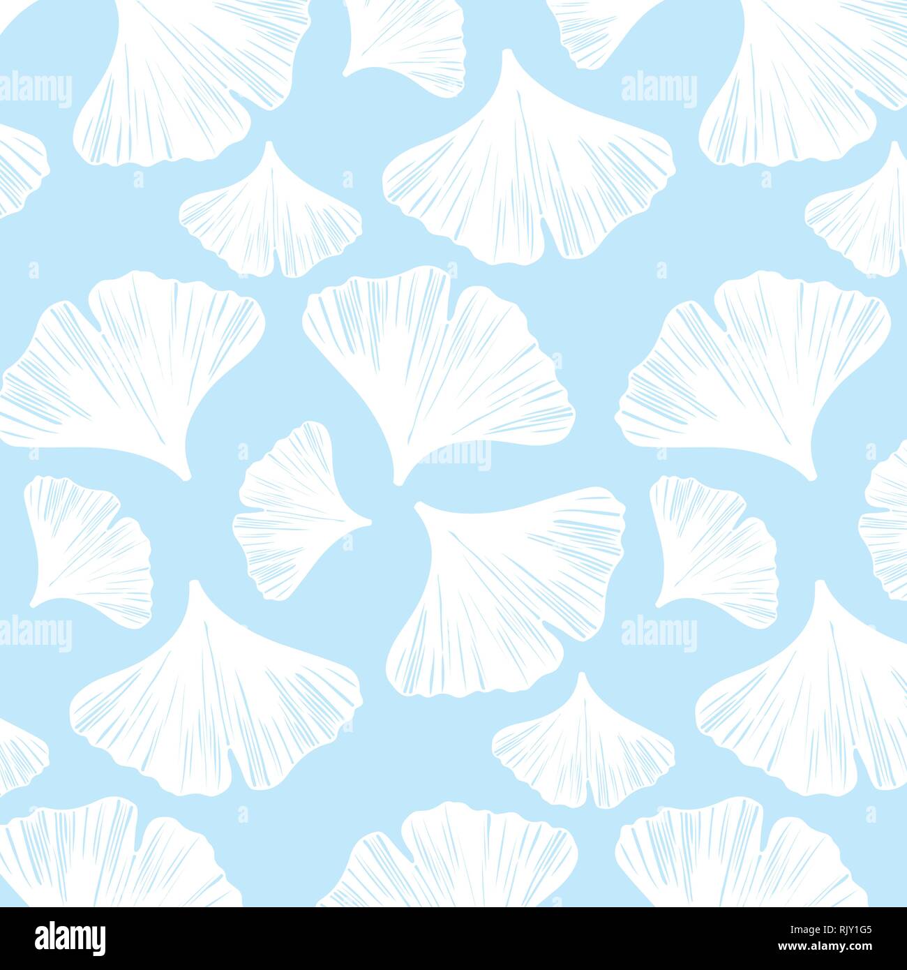 Ginkgo leaves vector pattern in white and blue colors palette Stock ...