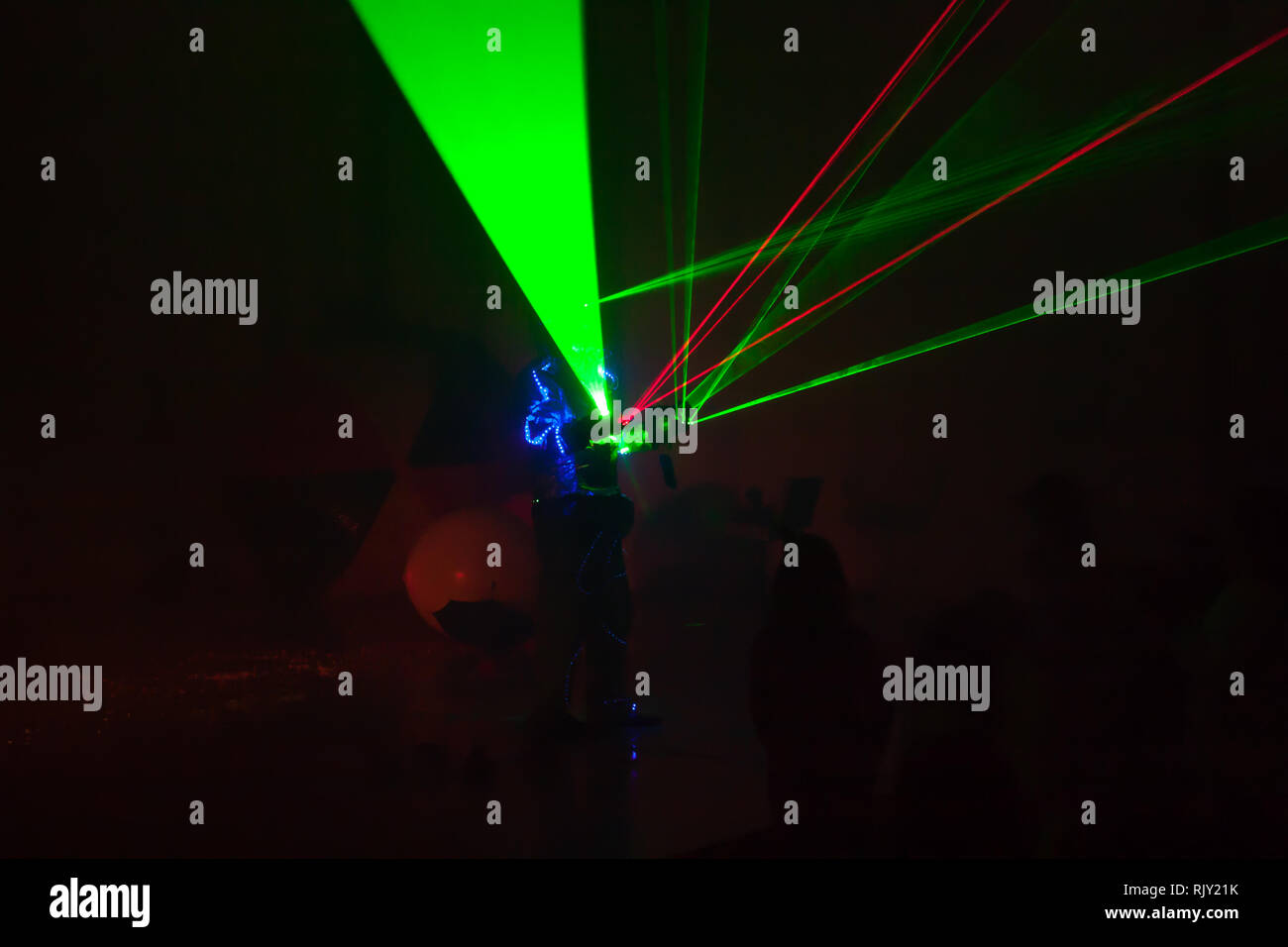 Colorful lights show. Laser show in motion in dark Stock Photo - Alamy