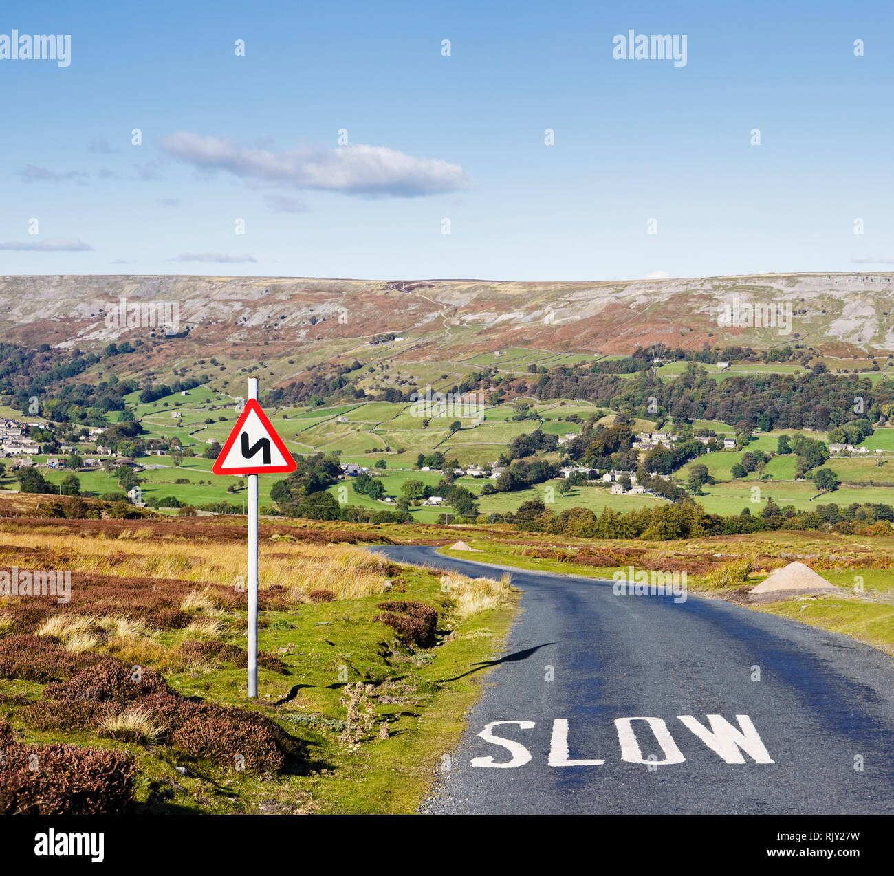 Country Road with Sign Stock Photo - Alamy