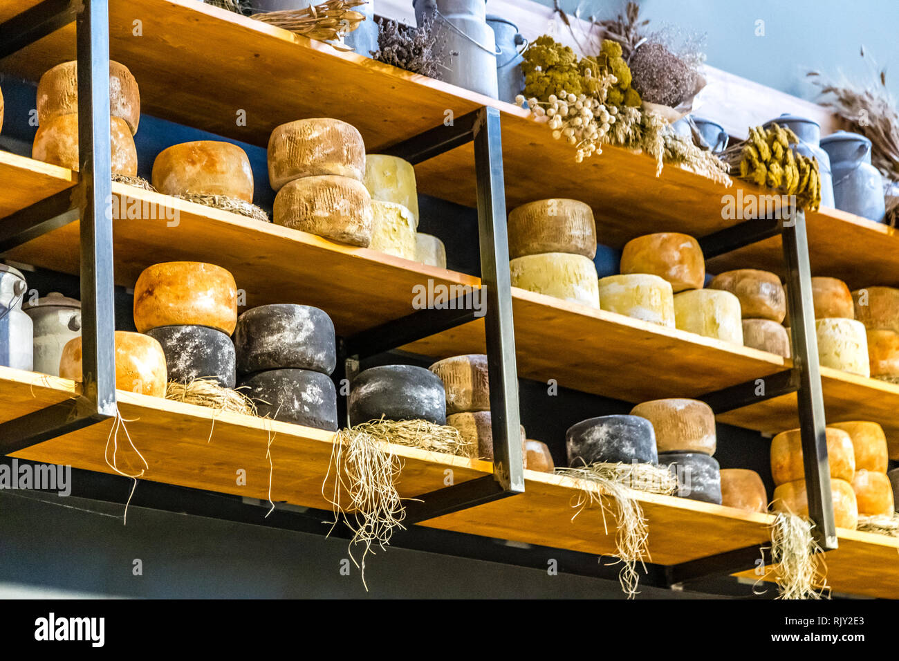 Cheese on shelves hi-res stock photography and images - Alamy
