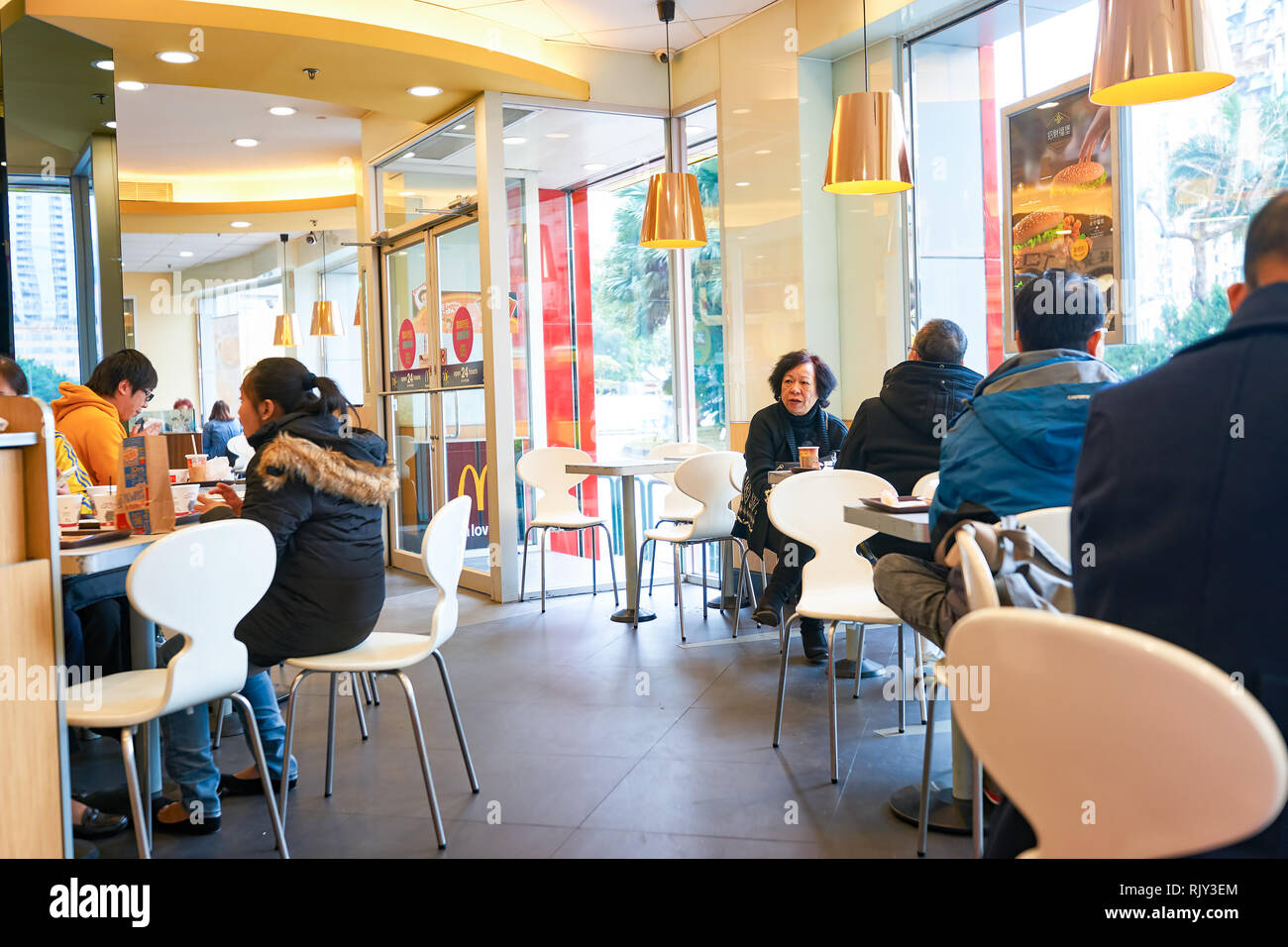MACAO - FEBRUARY 17, 2016: inside of McDonald's restaurant. McDonald's ...