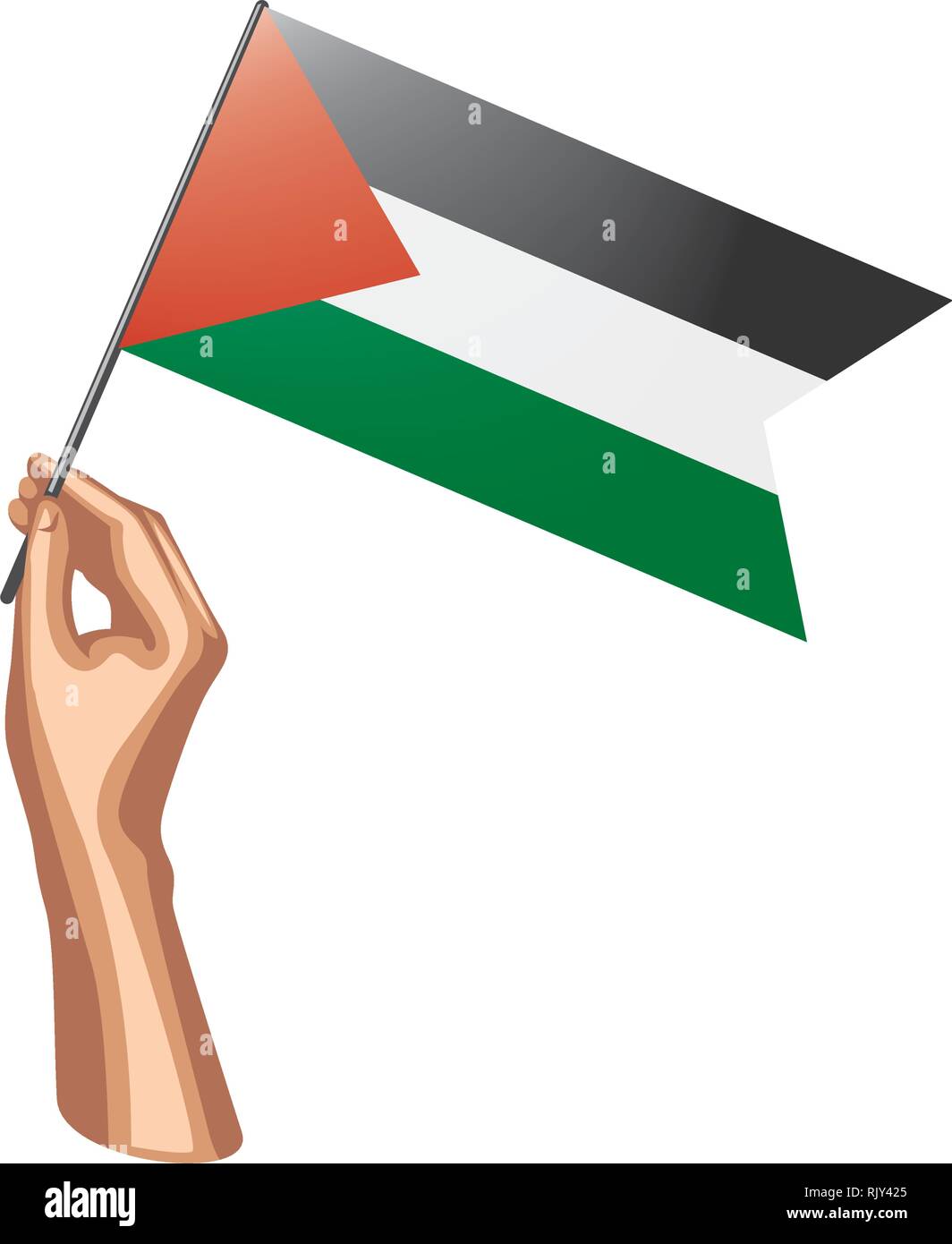 Palestine flag and hand on white background. Vector illustration Stock ...