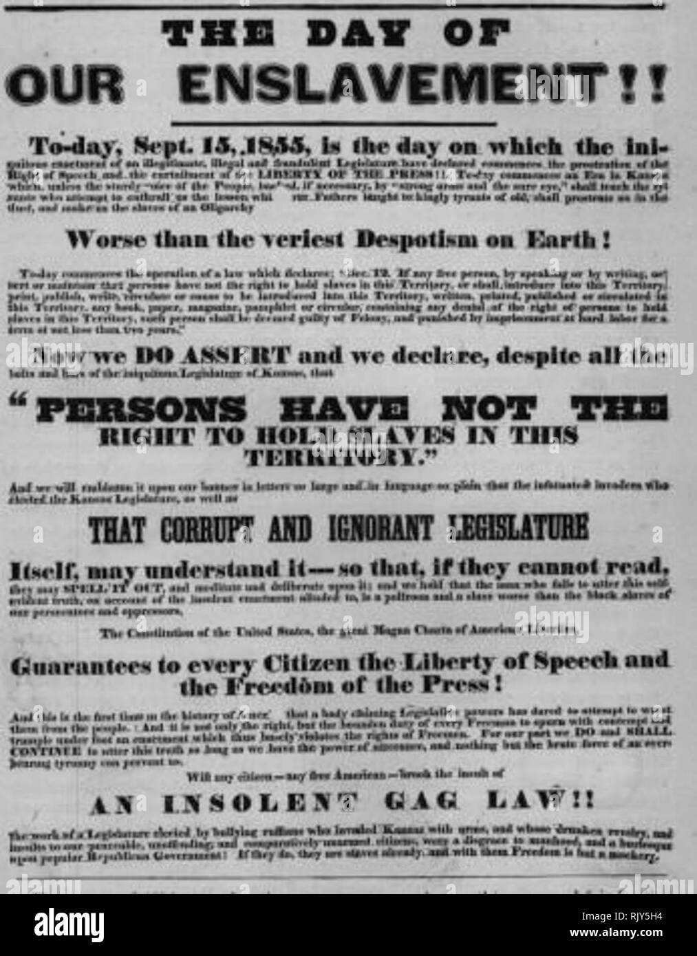 1855 Free-State poster Stock Photo - Alamy