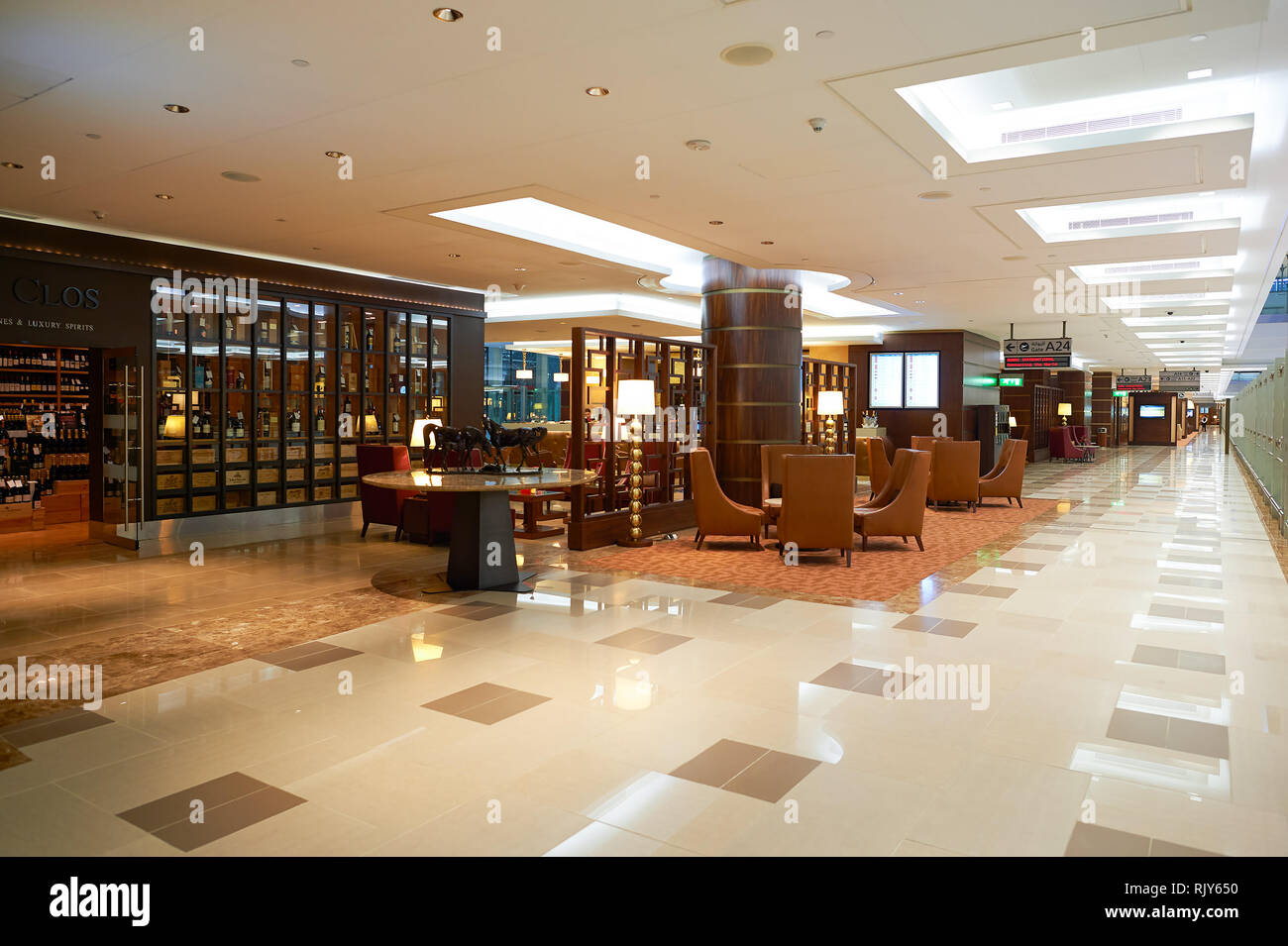 DUBAI, UAE - MARCH 31, 2015: interior of Emirates first class lounge ...