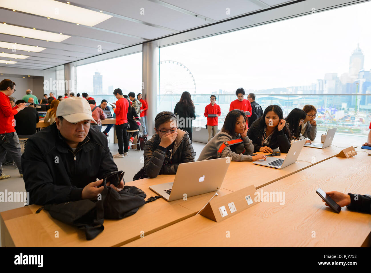 HONG KONG - DECEMBER 25, 2015: interior of Apple store. Apple Inc. is ...