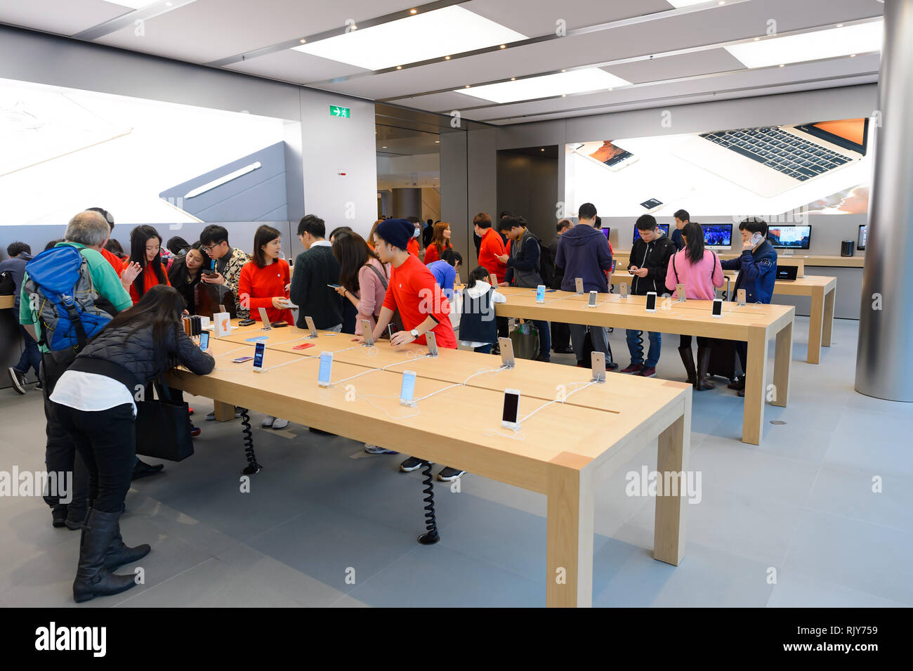 HONG KONG - DECEMBER 25, 2015: interior of Apple store. Apple Inc. is ...