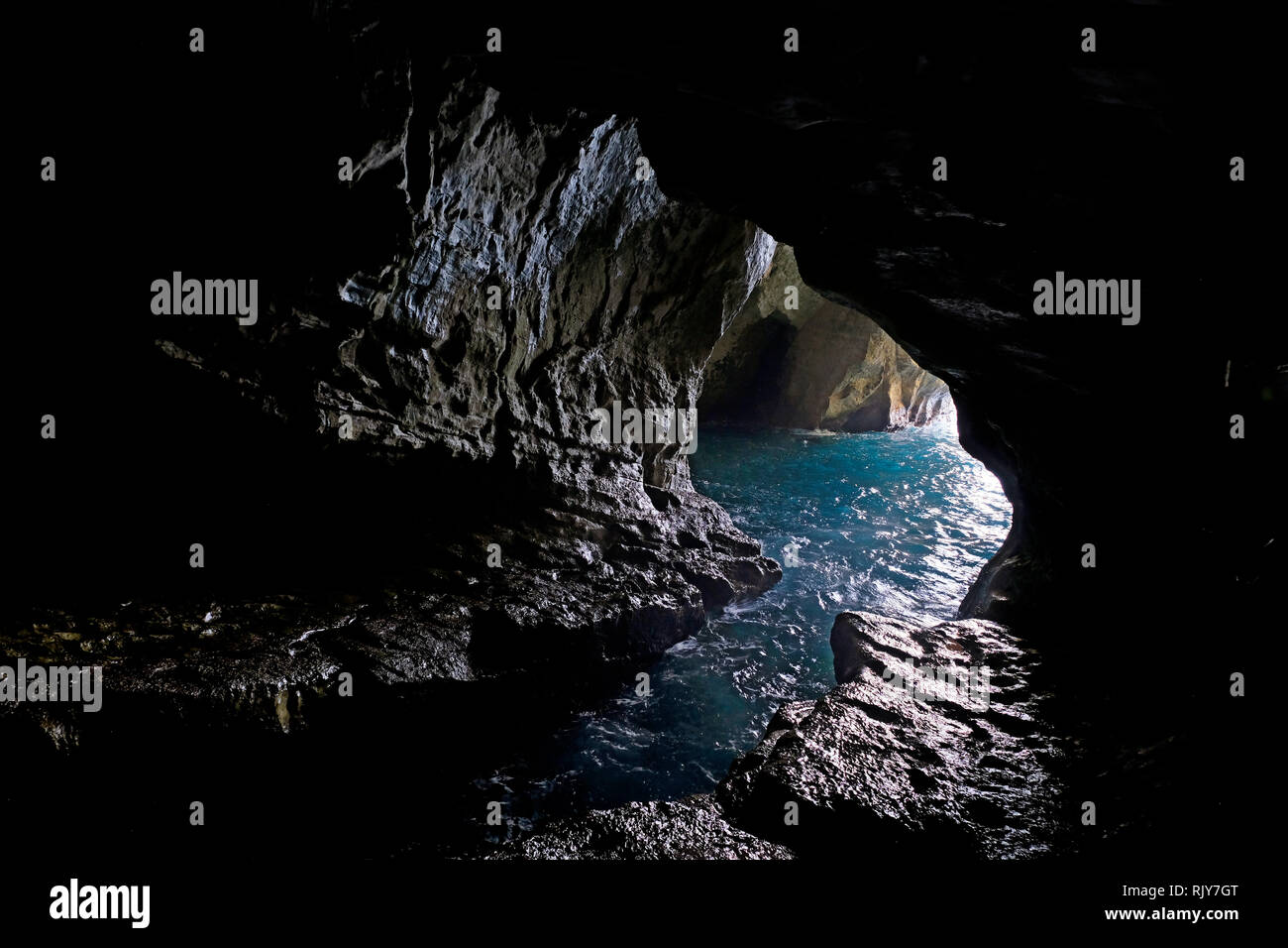 A cavernous tunnel formed by sea action on the soft chalk rock of Rosh ...