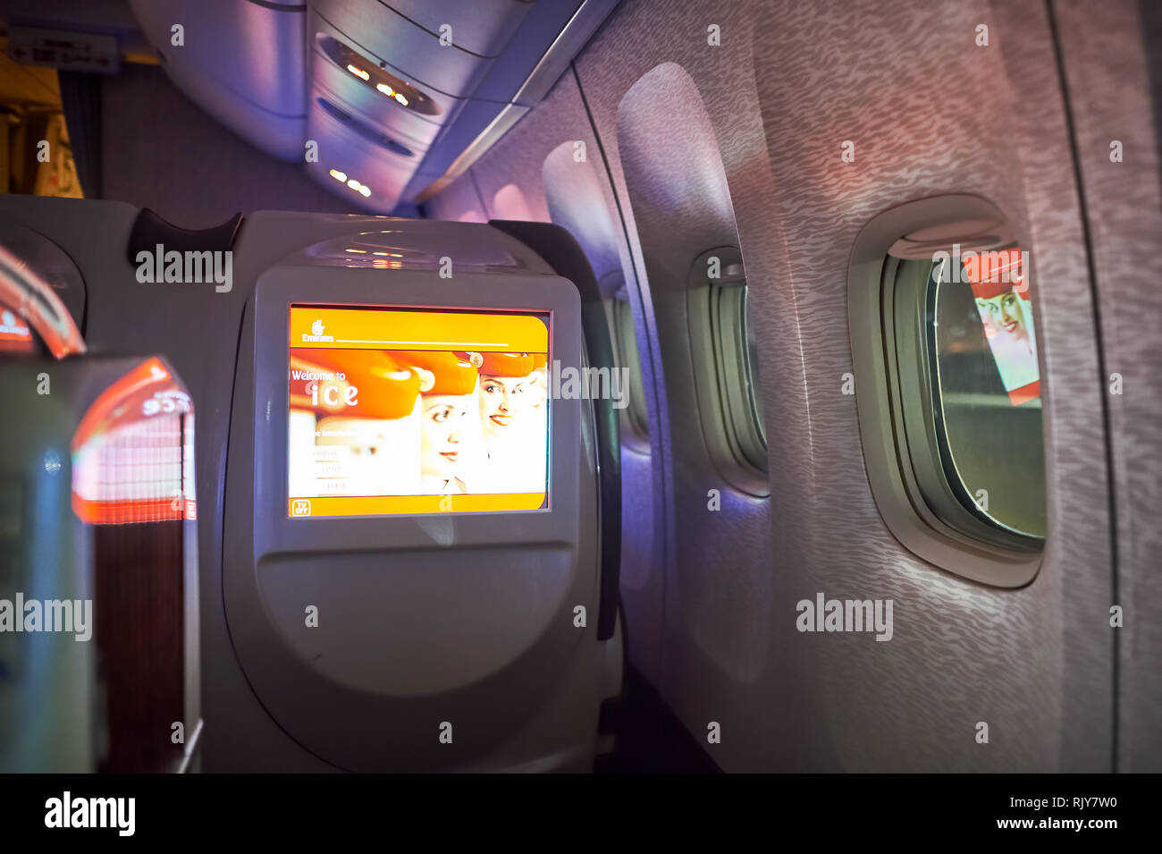 Emirates plane inside hi-res stock photography and images - Alamy