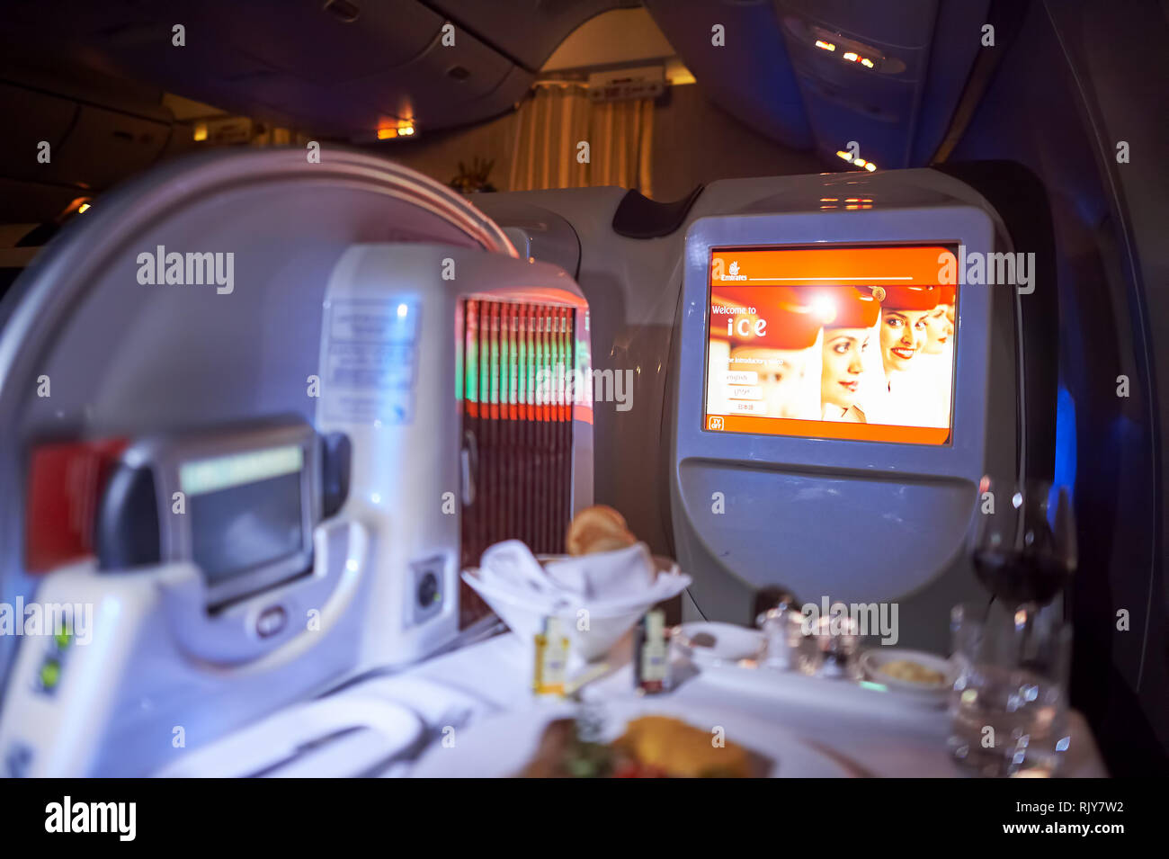 Emirates plane inside hi-res stock photography and images - Alamy
