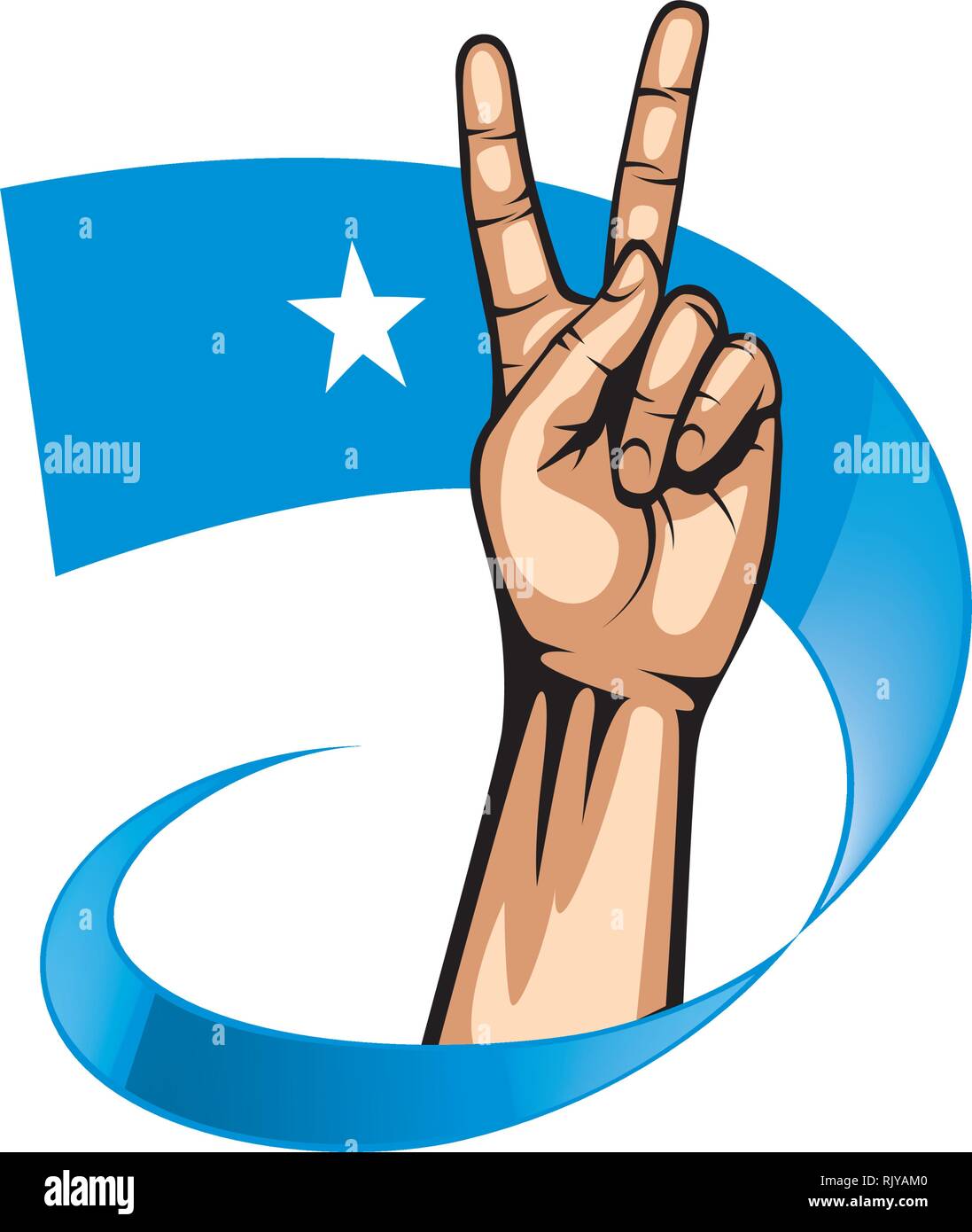 Somalia flag and hand on white background. Vector illustration Stock ...