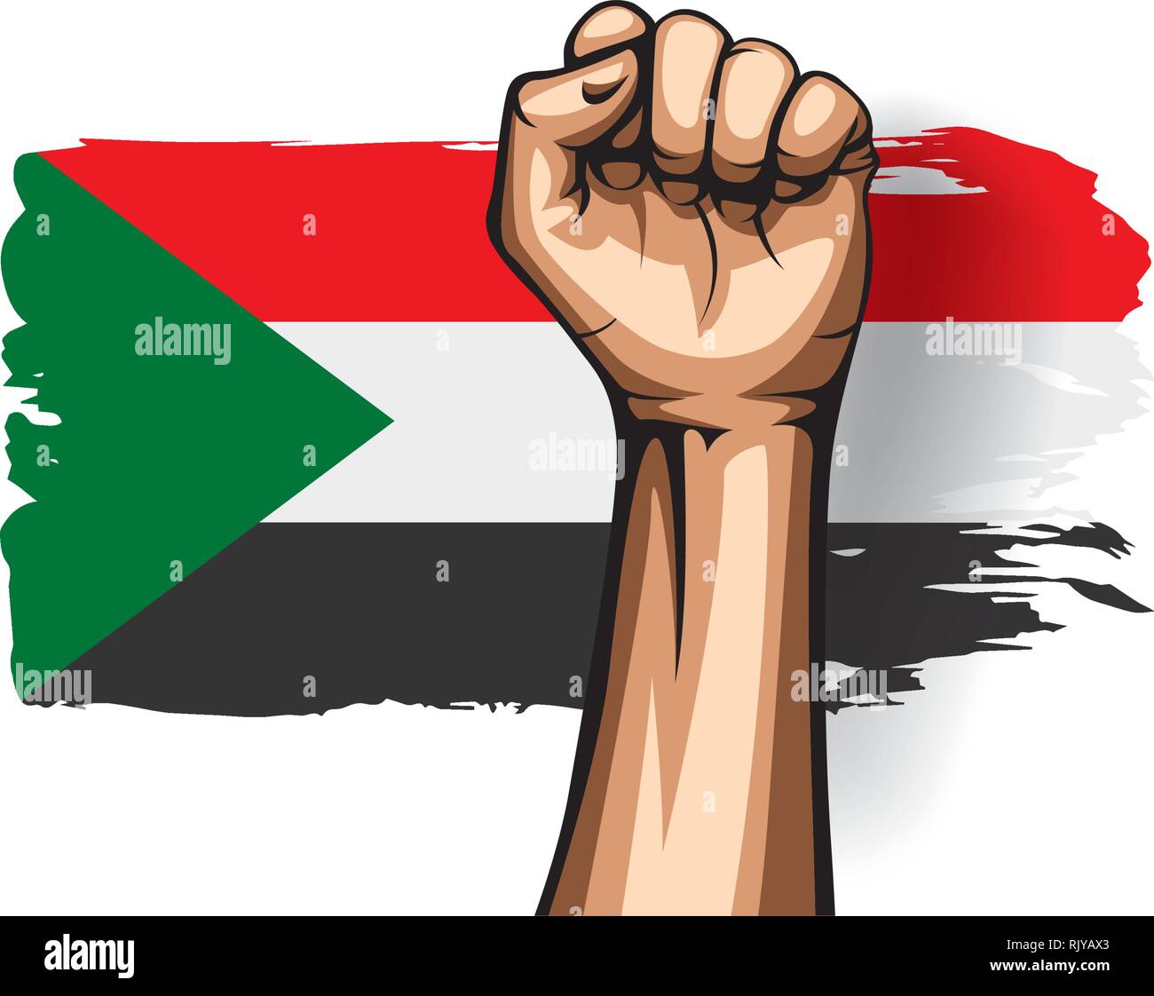 Sudan flag and hand on white background. Vector illustration Stock ...