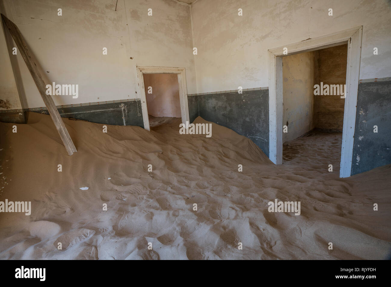 Sand has invaded and taken over these rooms in Kolmanskoppe, Namibia ...