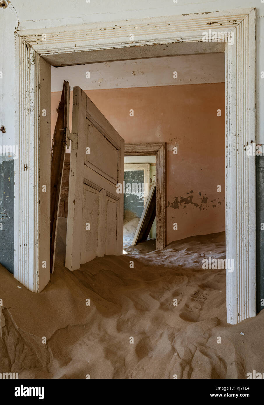 Sand has invaded and taken over these rooms in Kolmanskoppe, Namibia ...