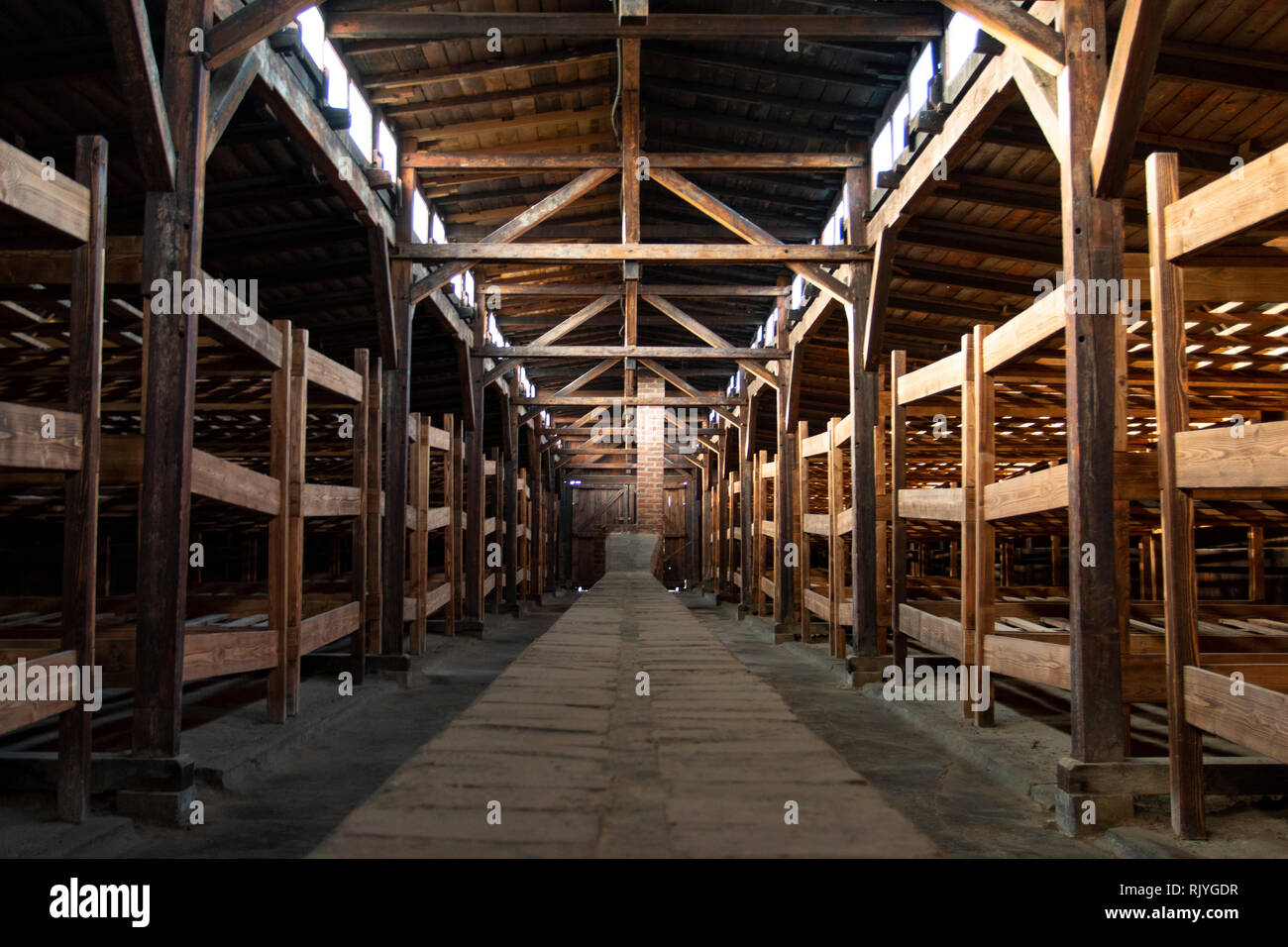 Inside the baracks of Auschwitz-Birkenau concentration camp Stock Photo ...