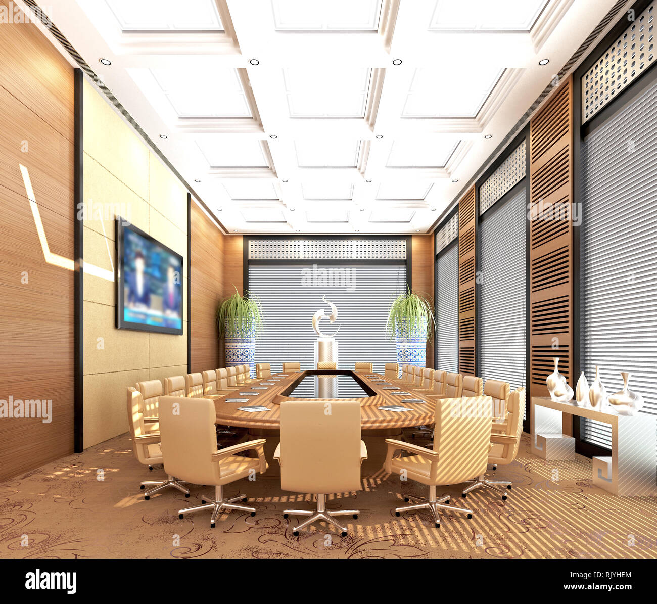 3d render of meeting board room Stock Photo - Alamy