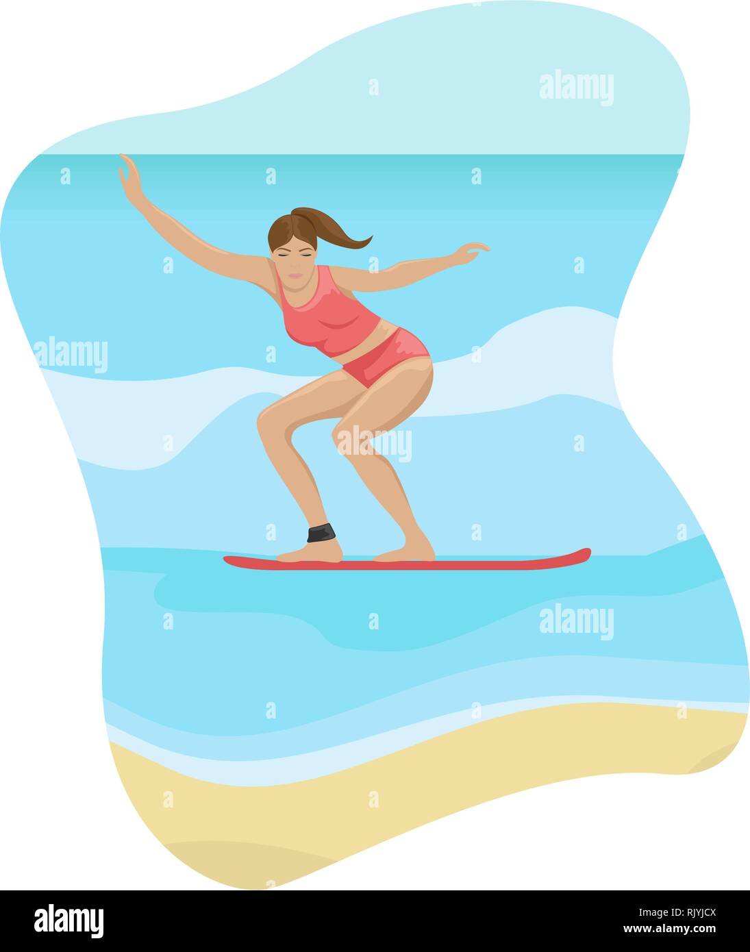 Girl surfing beach Stock Vector Images - Alamy