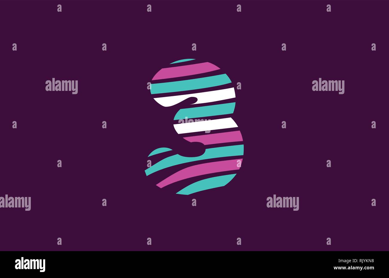 design of number 3 with lines stripe as a logo for a company or ...