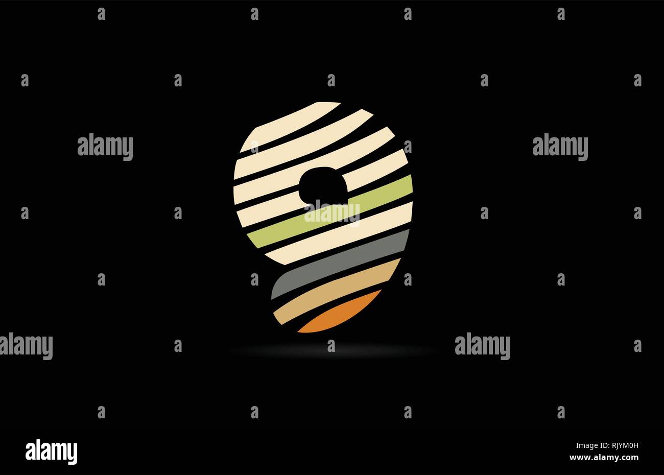 design of number 9 with lines stripe as a logo for a company or ...
