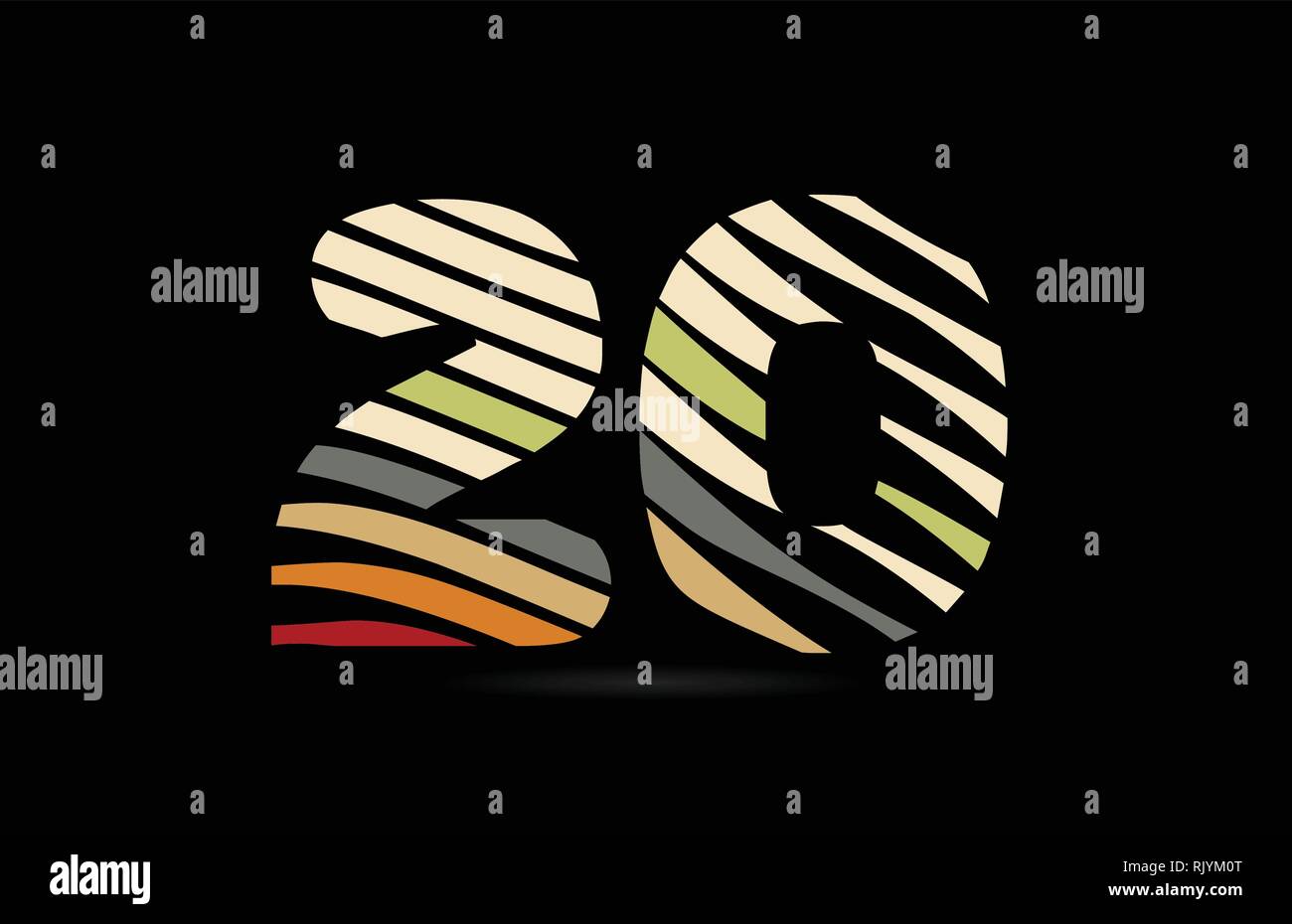design of number 20 with lines stripe as a logo for a company or ...