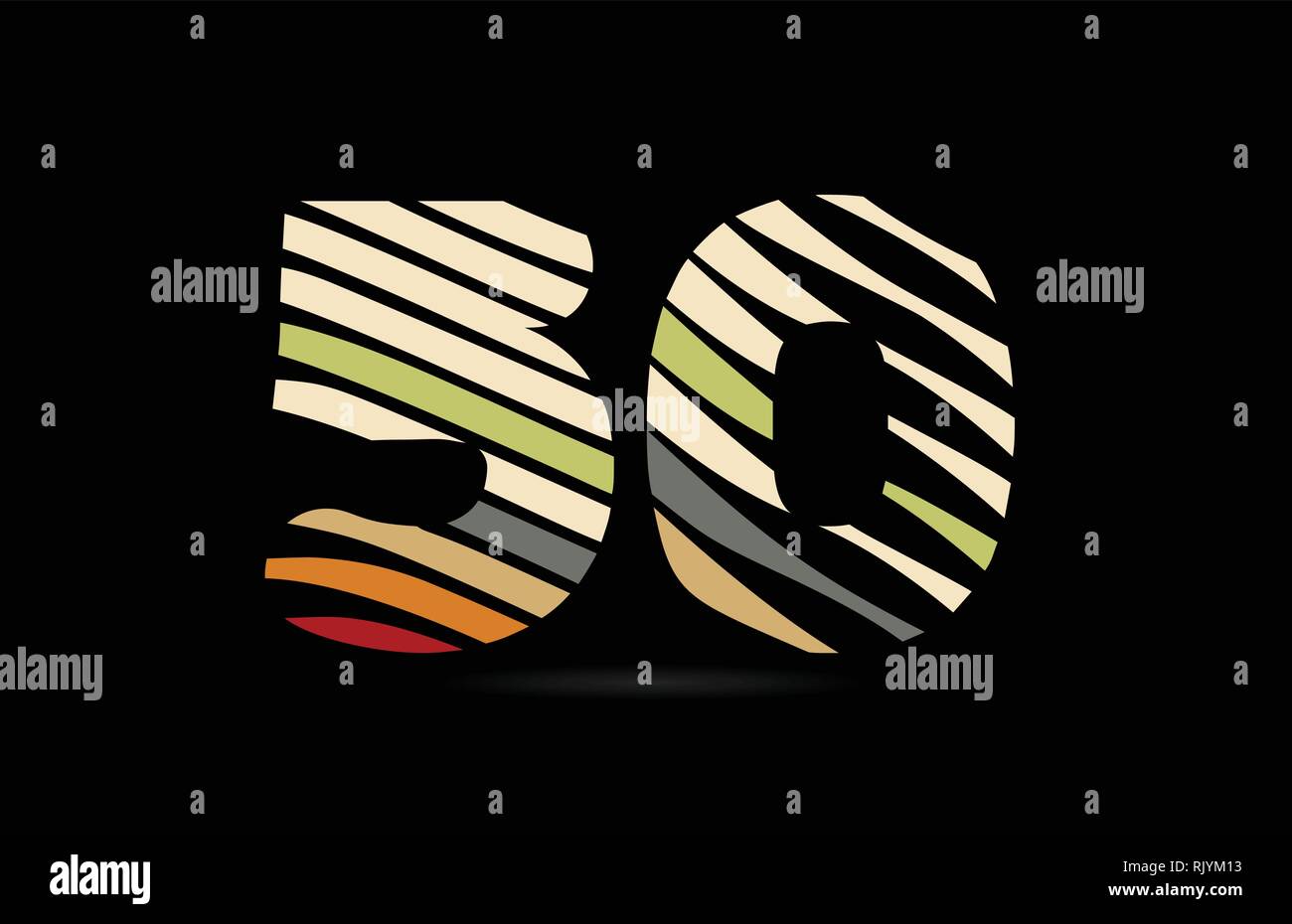 design of number 50 with lines stripe as a logo for a company or ...