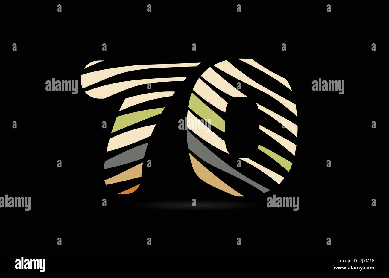 design of number 70 with lines stripe as a logo for a company or ...