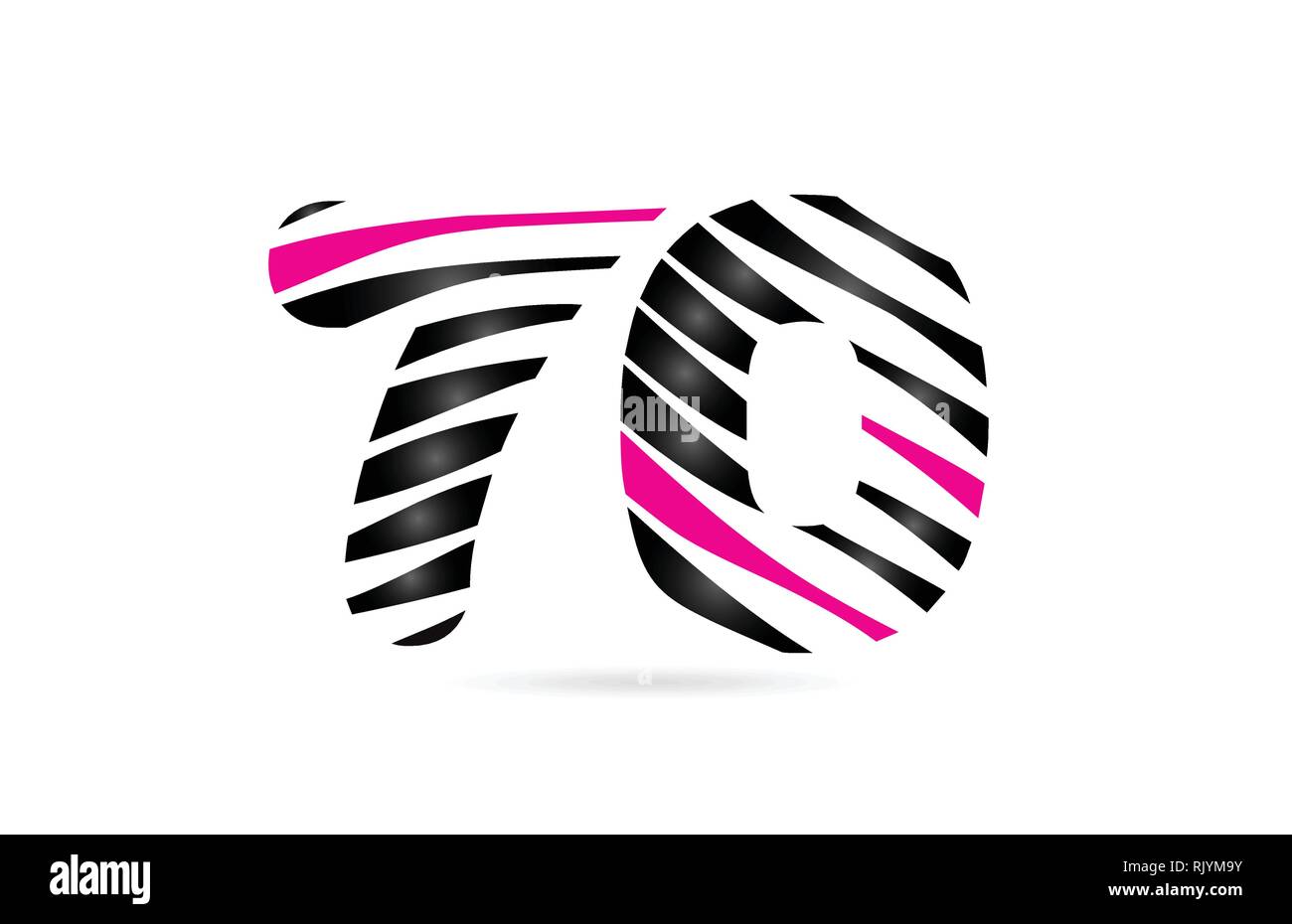 design of number 70 with lines stripe as a logo for a company or ...