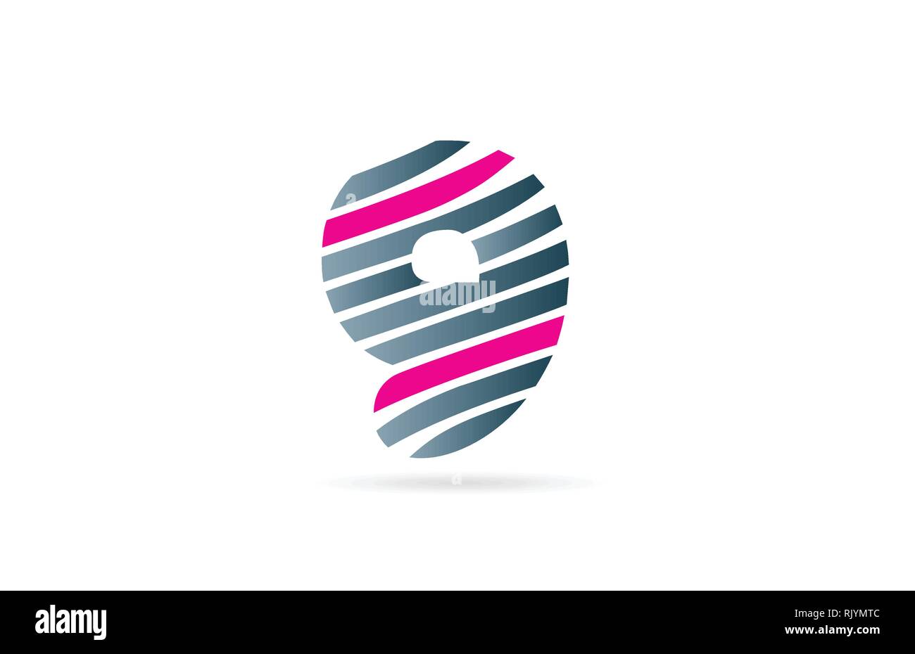 design of number 9 with lines stripe as a logo for a company or ...