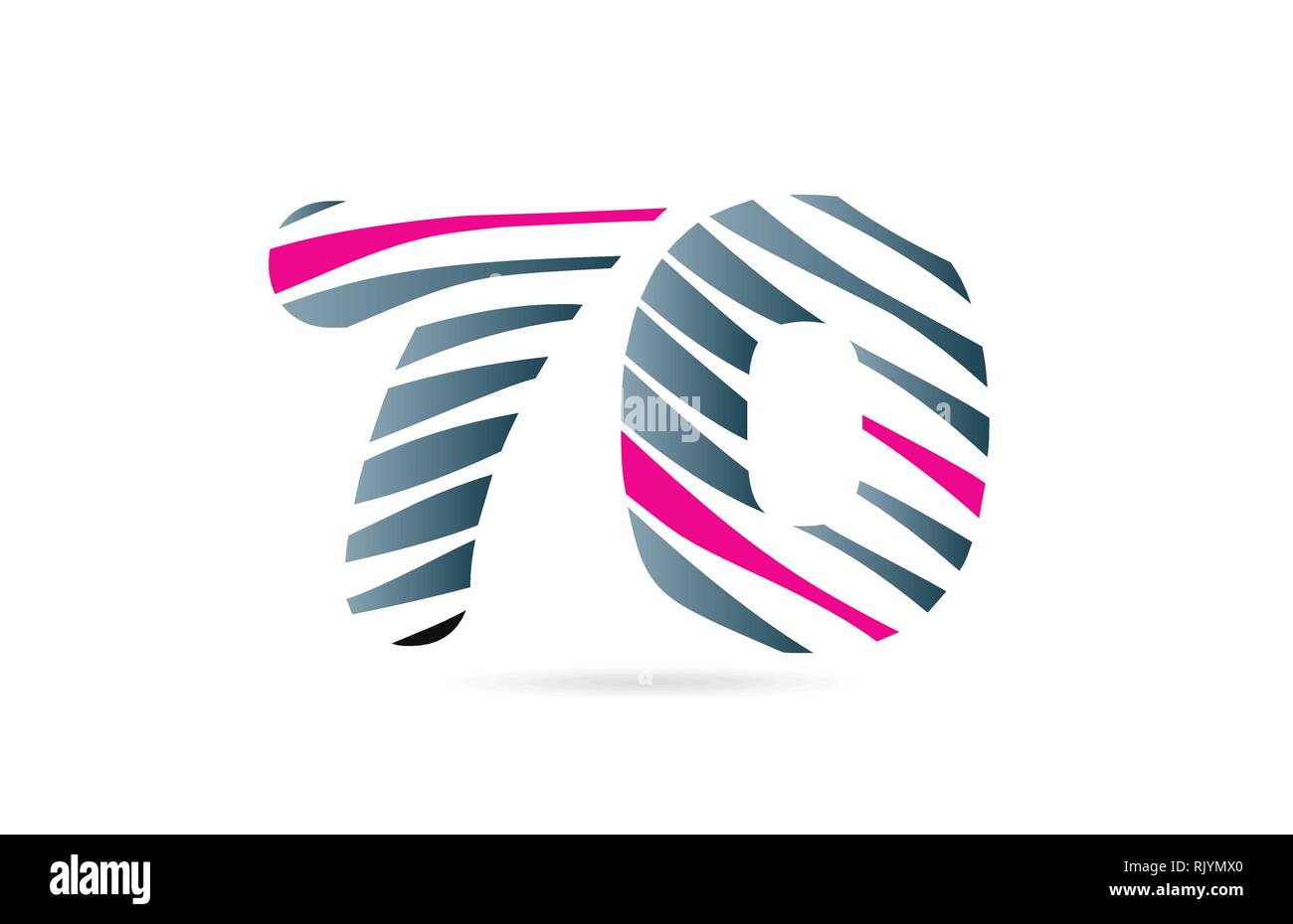 design of number 70 with lines stripe as a logo for a company or ...