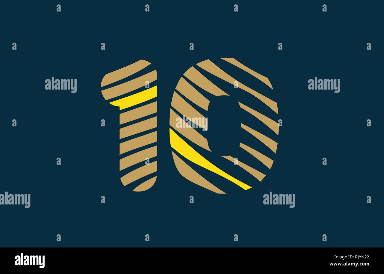 design of number 10 with lines stripe as a logo for a company or ...